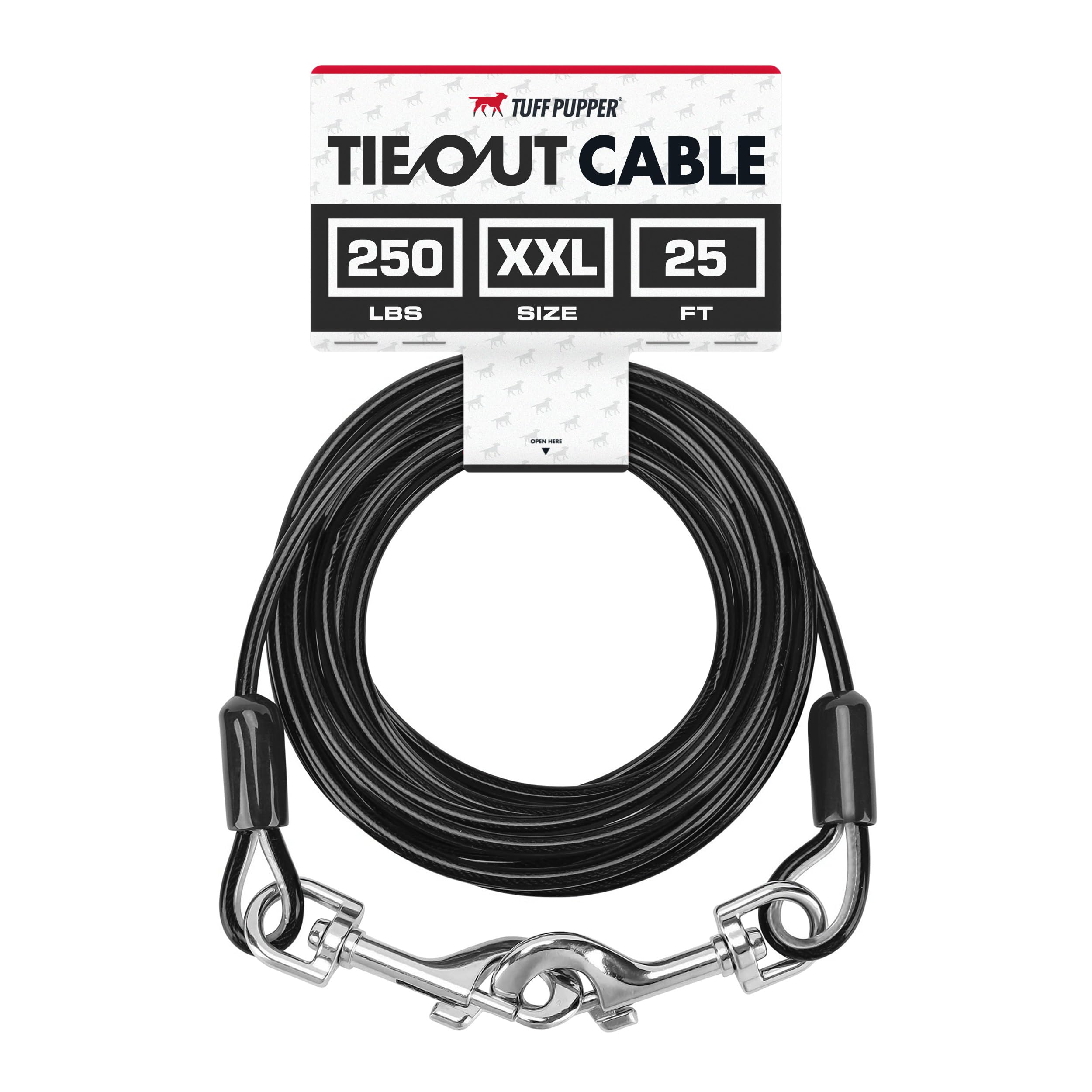 Amazon.com : Tuff Pupper Dog Tie Out Cable 25 Feet | Dog Runner Cable ...