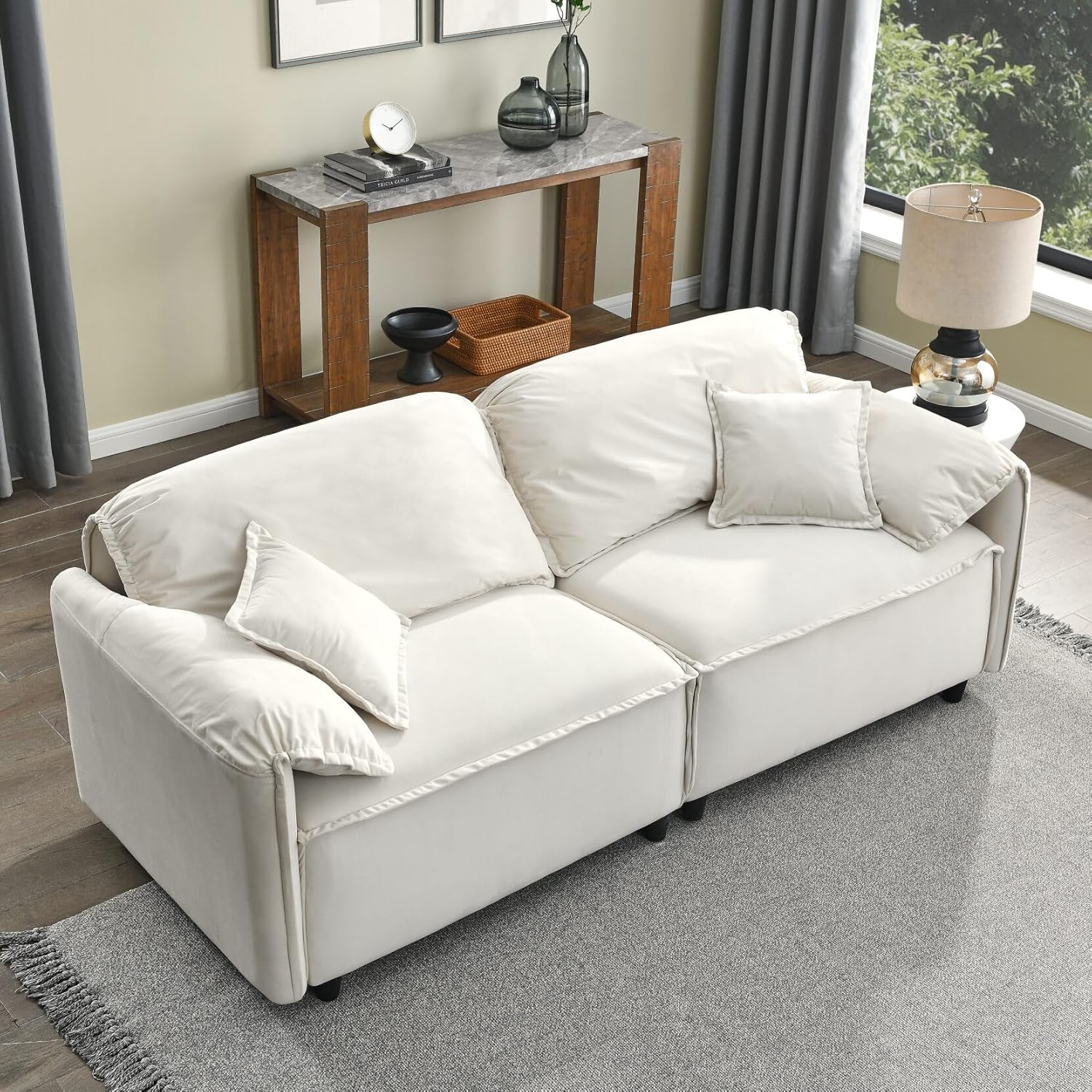 Amazon.com: TRIPLE TREE 79" Loveseat Sofa Couch, Technical Cloth ...