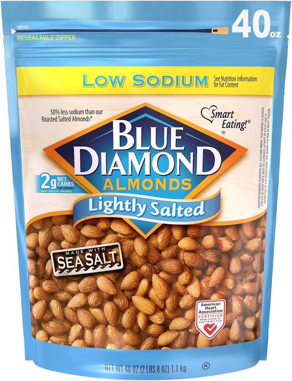 Amazon.com: Blue Diamond Almonds Low Sodium Lightly Salted Snack Nuts ...