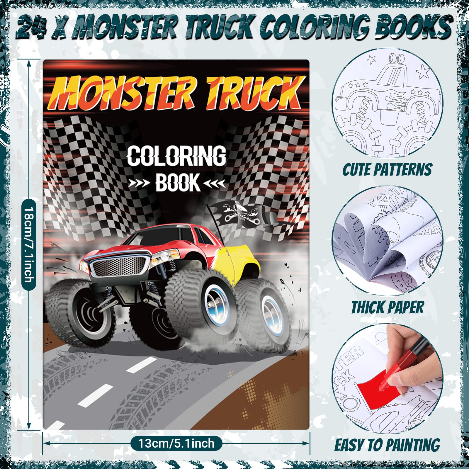 Snapklik.com : Funrous 24 Set Monster Truck Coloring Books Bulk
