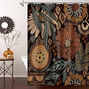 Amazon.com: MitoVilla Boho Floral Shower Curtain, Modern Flower Shower Curtains for Rustic ...