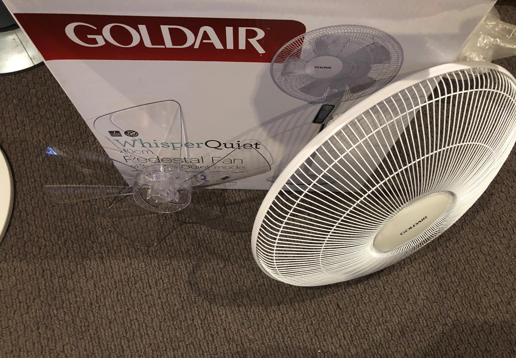 Goldair 40cm Whisper Quiet Pedestal Fan with Remote Control, For Medium ...