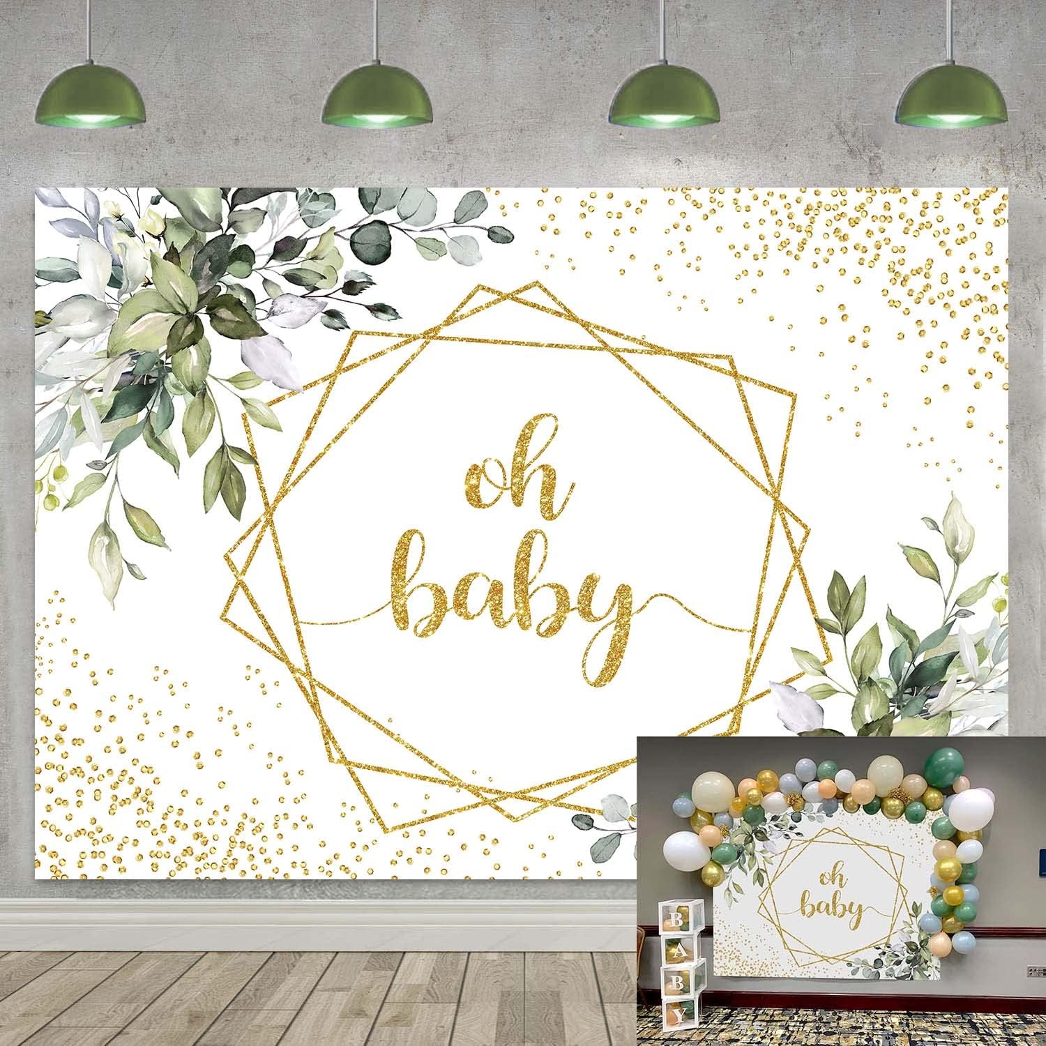 Amazon.com : Sensfun Sage Green Baby Shower Backdrop Neutral Baby ...