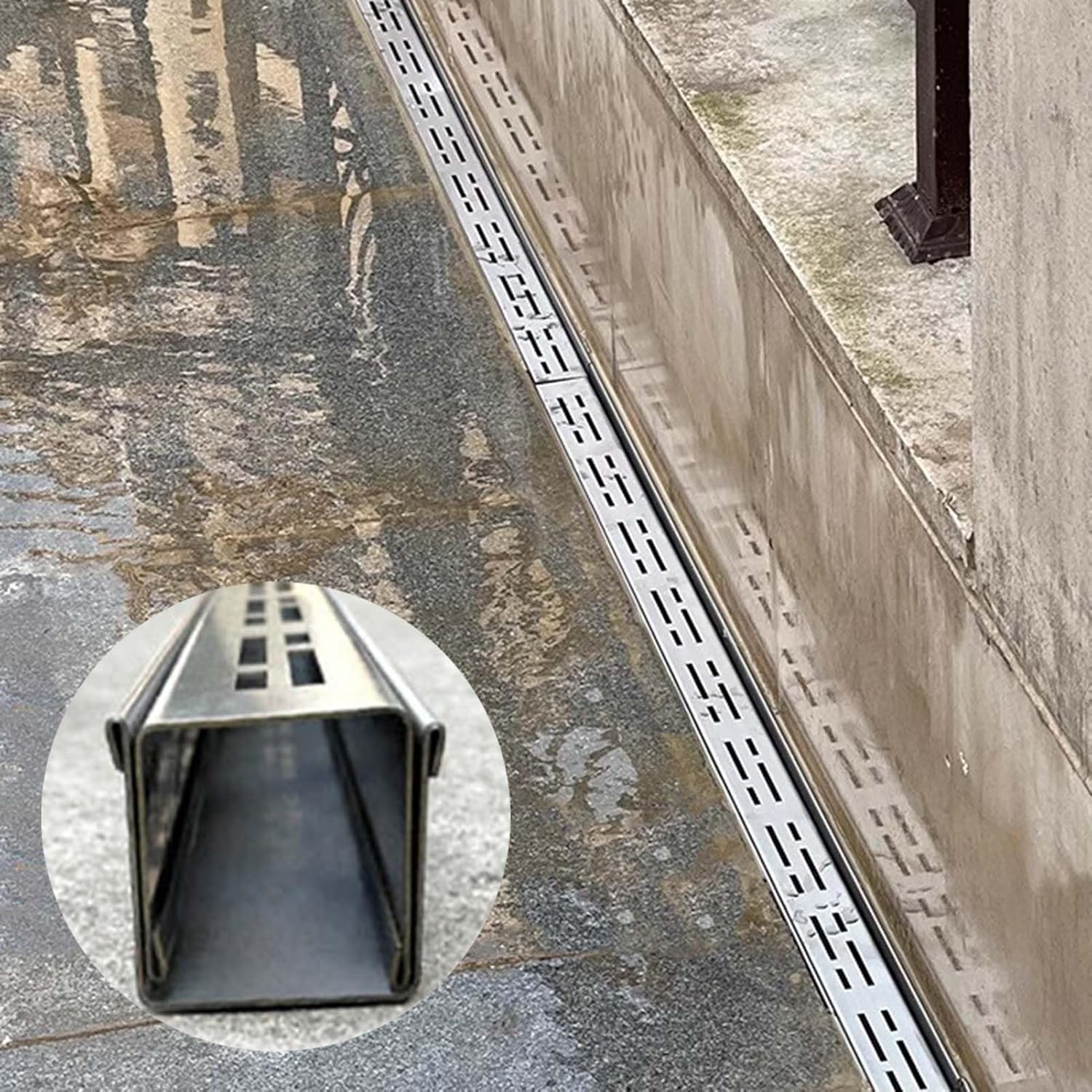 Linear Trench Drain Kit Outdoor, 304 Stainless Steel Channel Drain Pipe ...