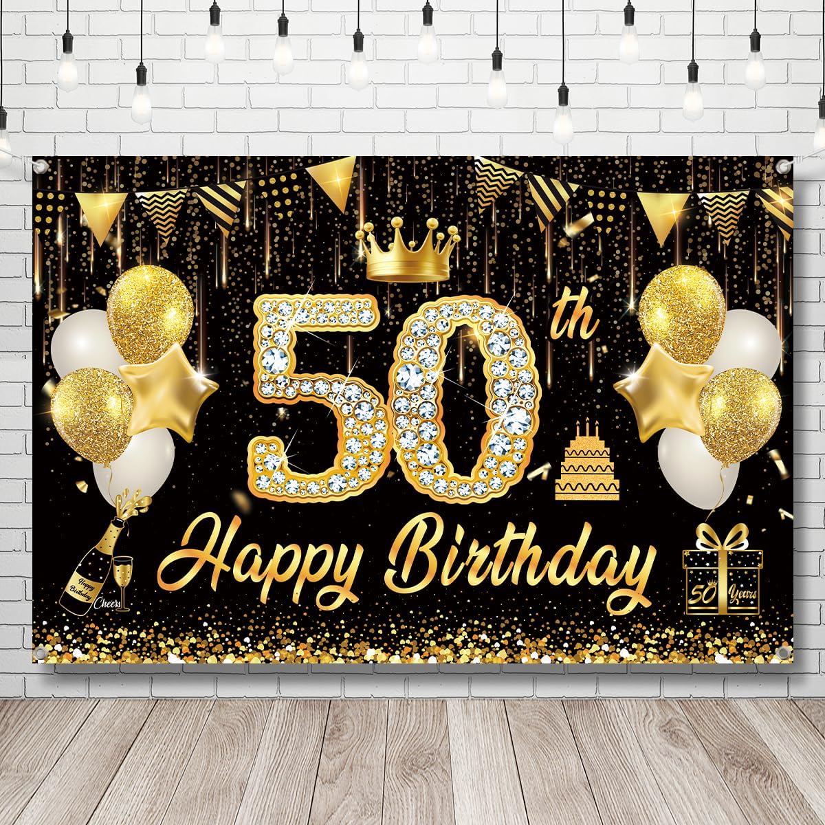 Amazon.com : Guzbewu 50th Birthday Backdrop,Happy 50th Birthday ...