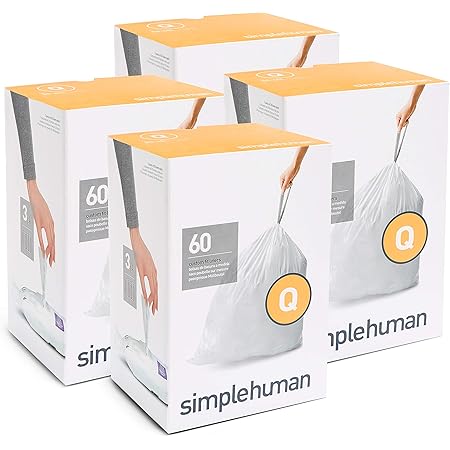 Amazon.com: simplehuman Code Q Custom Fit Drawstring Trash Bags, 240 Count, 50-65 Liter / 13-17 ...