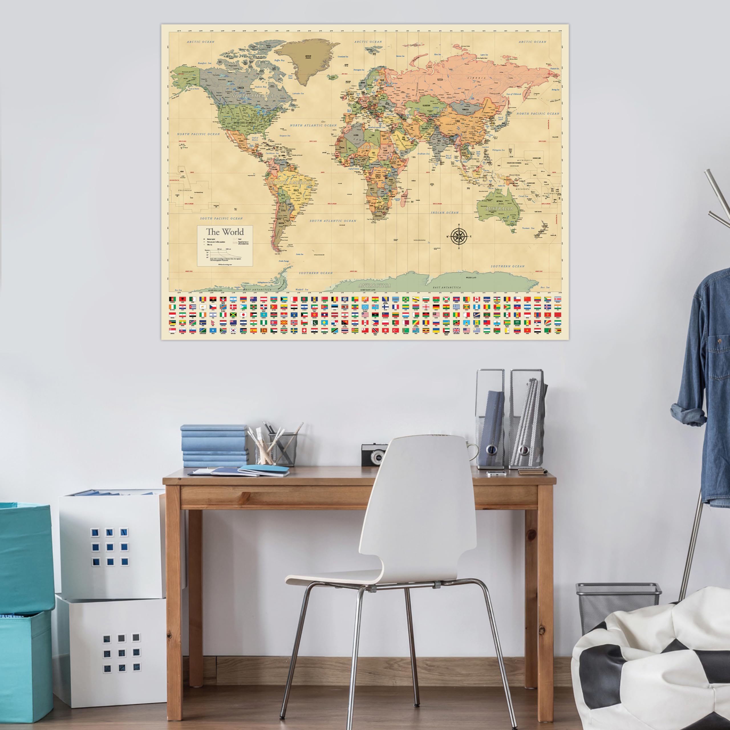 Snapklik.com : 2 Pack - Giant World Map & US Map Poster Set - Extra ...