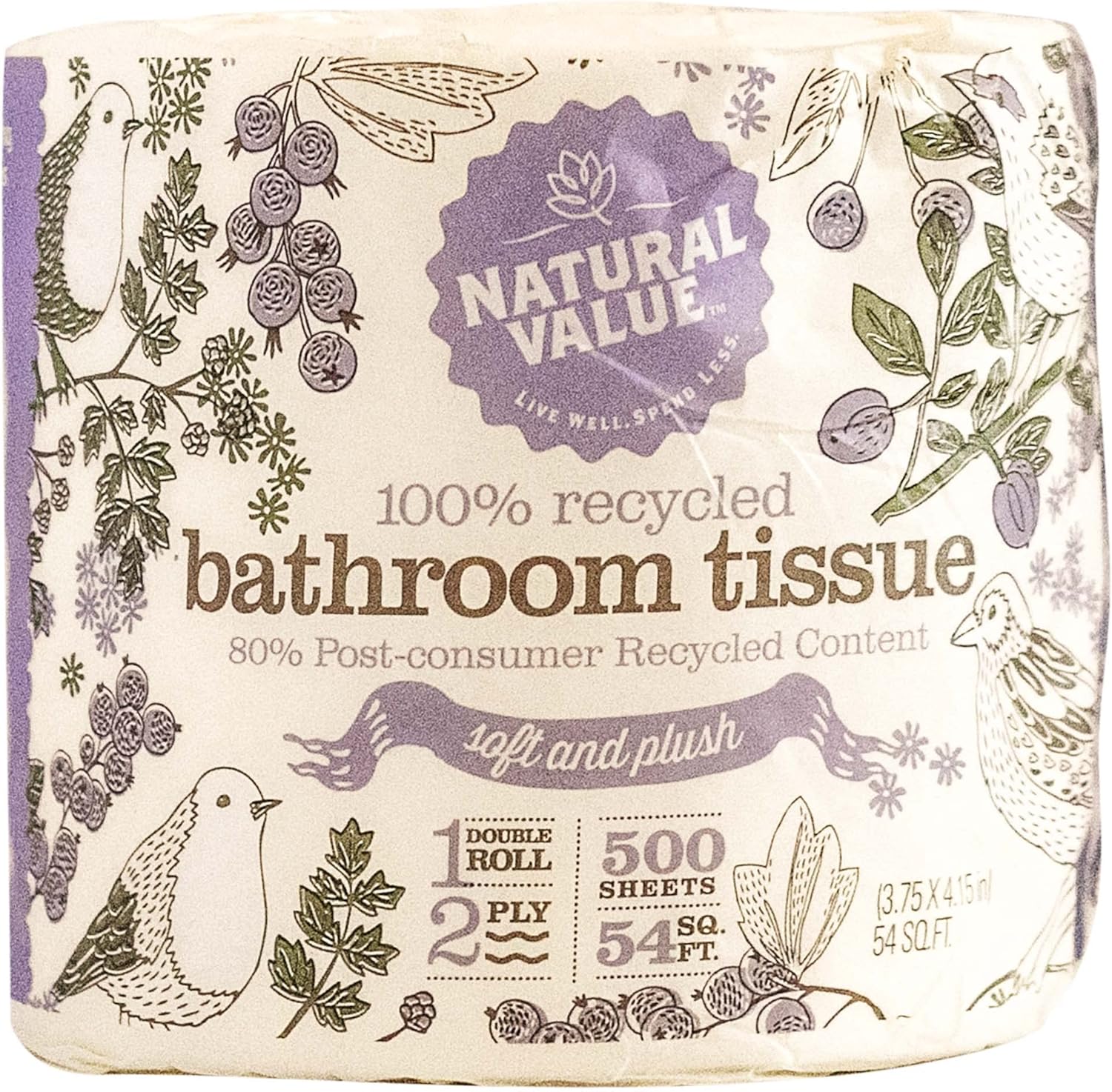 Amazon.com: Natural Value 100% Recycled Bathroom Tissue, 500 2-Ply ...