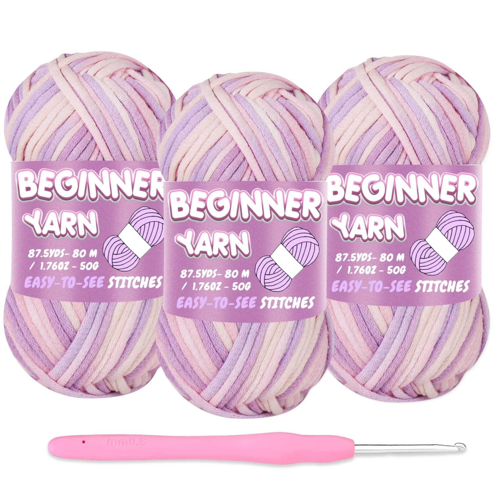 Amazon.com: 3 Pack Beginners Crochet Yarn, Yarn for Crocheting Knitting ...