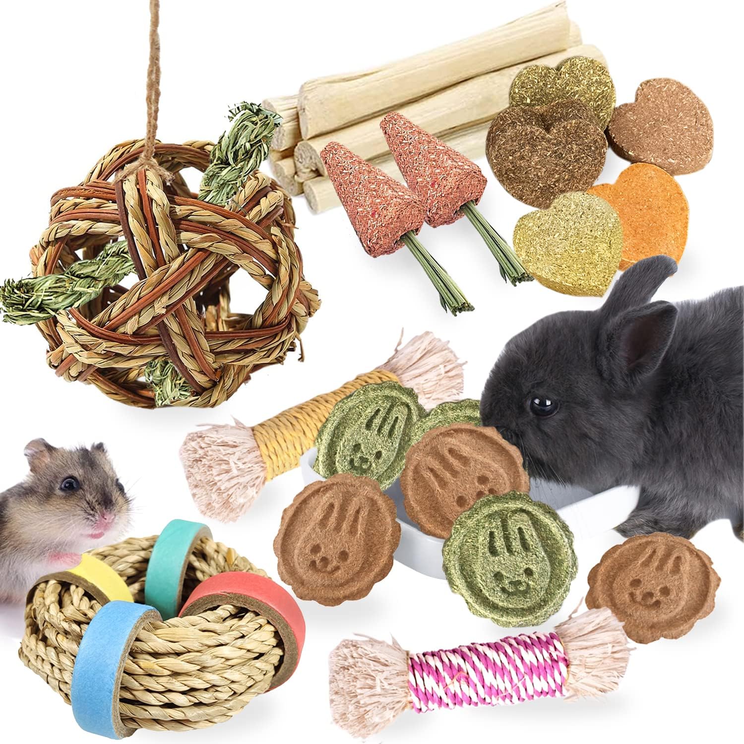 Amazon.com : VESPRO Rabbit Toys for Bunnies Rabbit Chew Toys for Teeth ...