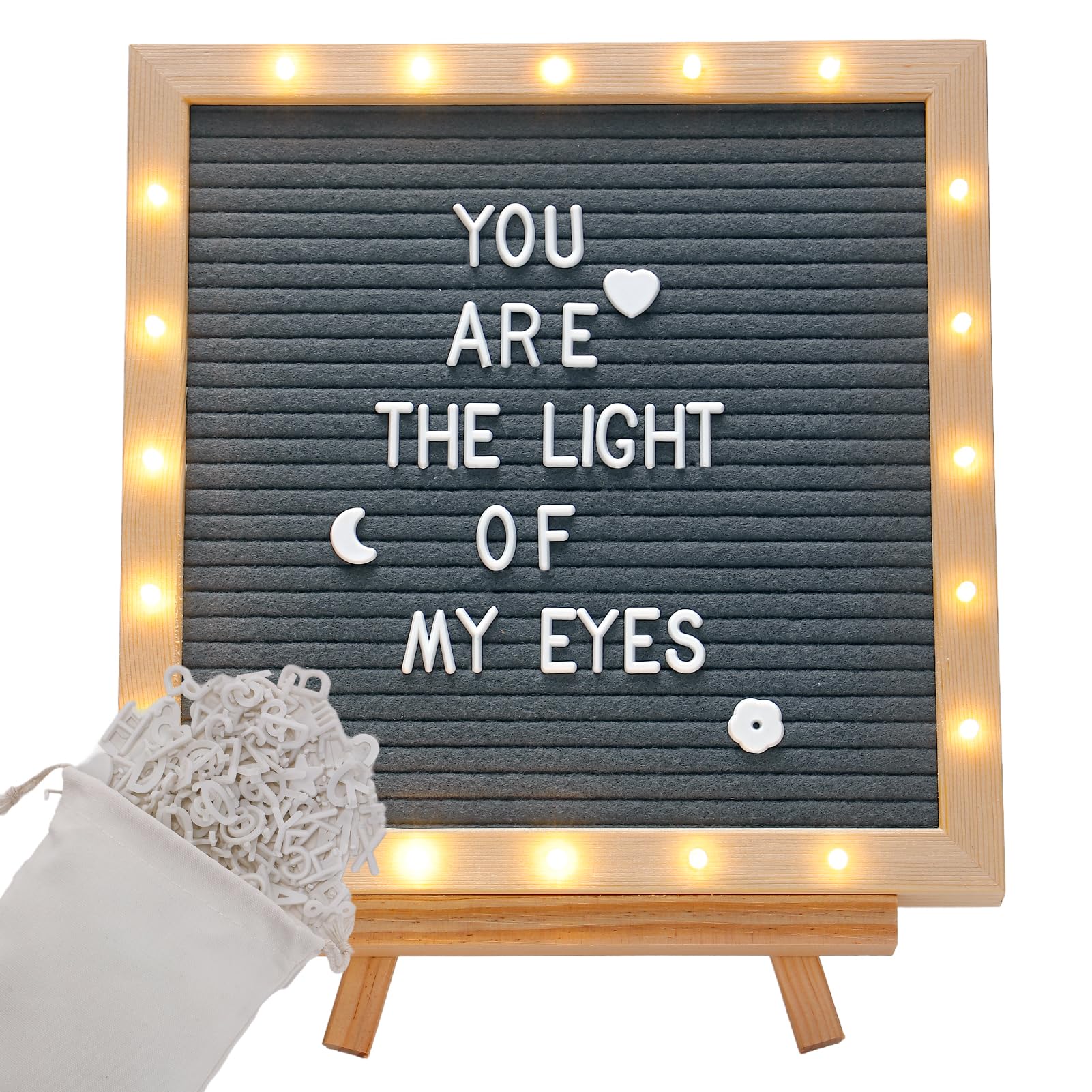 Amazon.com: Light up Felt Letter Board Sign with LED Lights - 10 × 10in ...