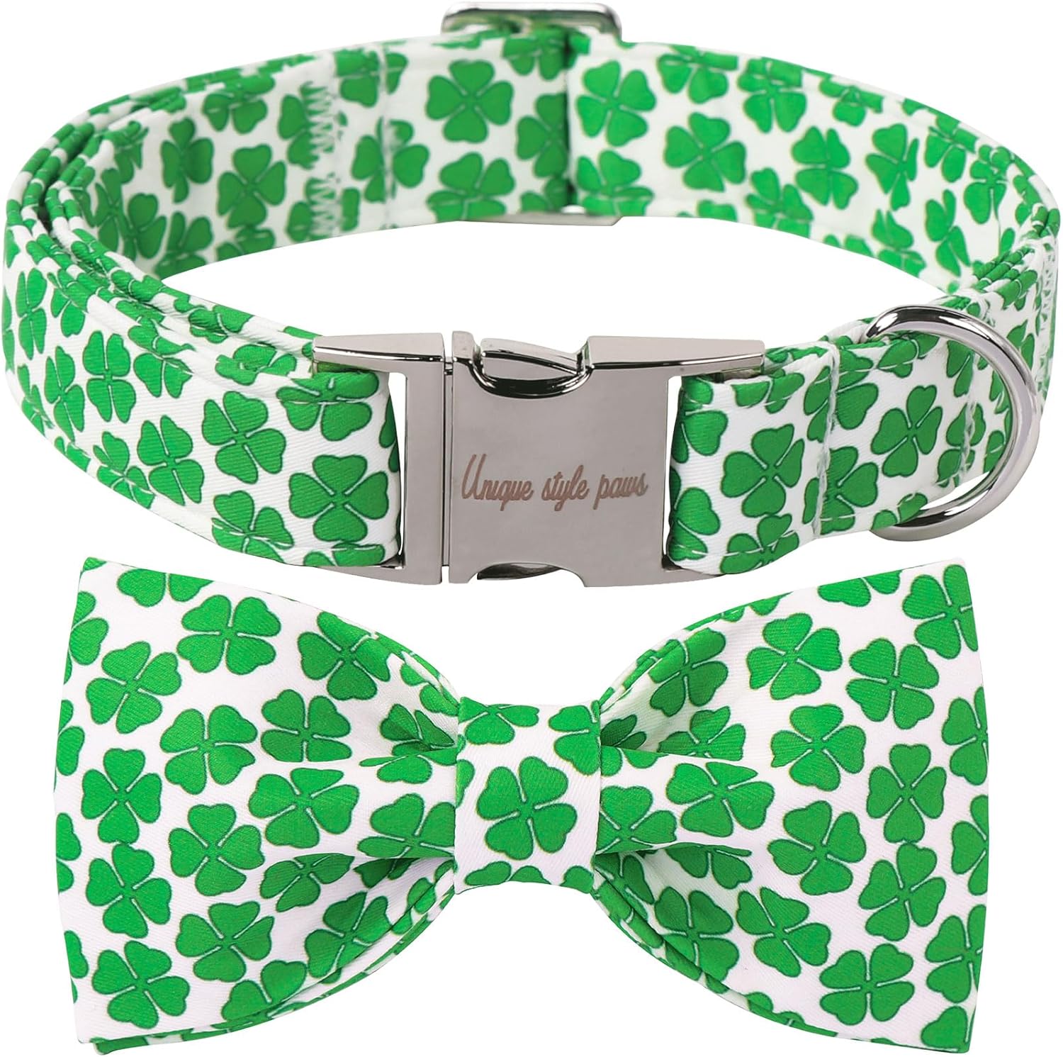 Amazon.com : Unique Style Paws St. Patrick's Dog Collar with Bow Green ...