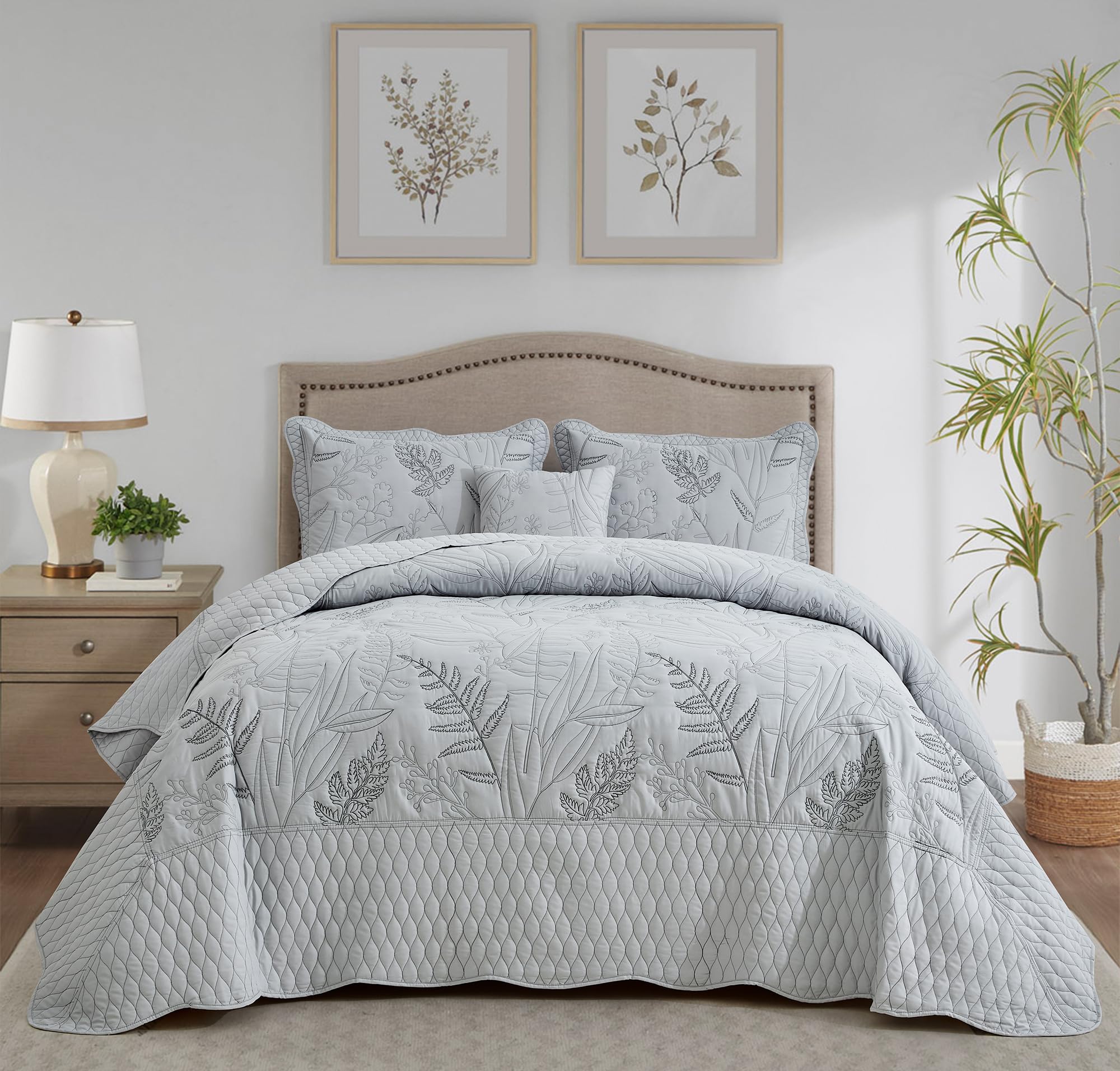 Amazon.com: DaisyHuang Botanical Oversized Bedspread Queen Size ...