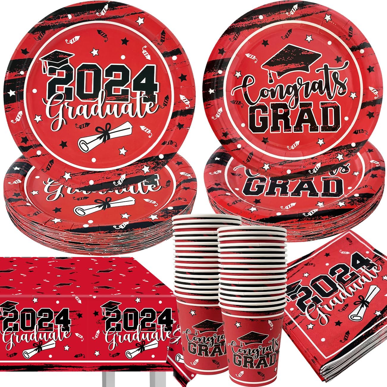 Amazon.com: Graduation Decorations Class of 2024 Red Graduation Paper ...