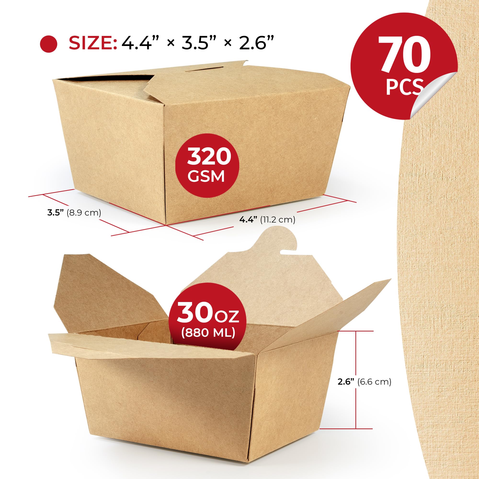 Snapklik.com : SPARGOS Kraft Brown Take Out Boxes 30 Oz