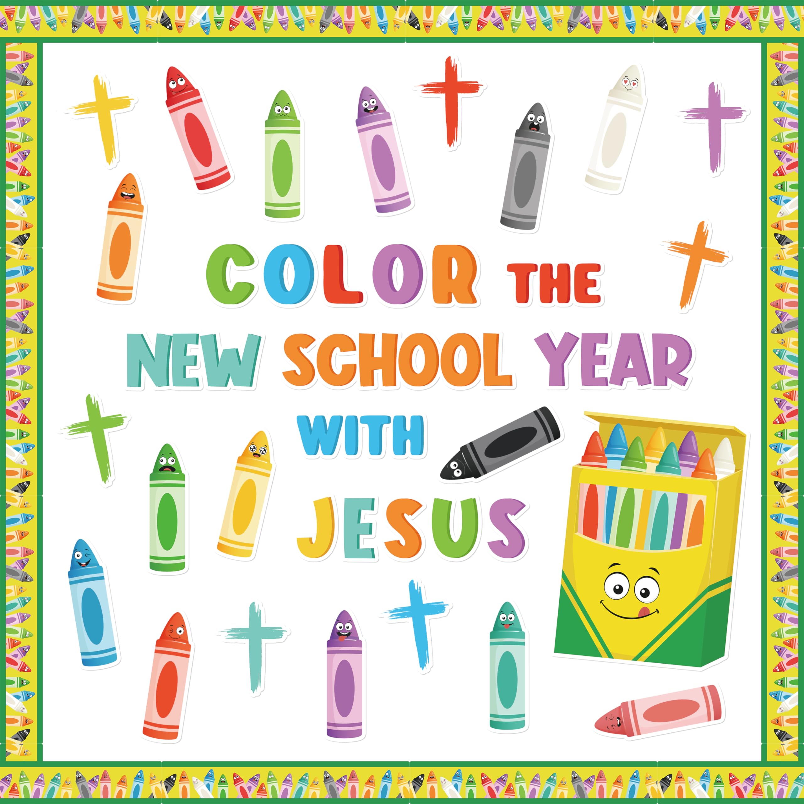 Amazon.com : CPicdn 119Pcs Crayon Cutouts Back to School Religious ...