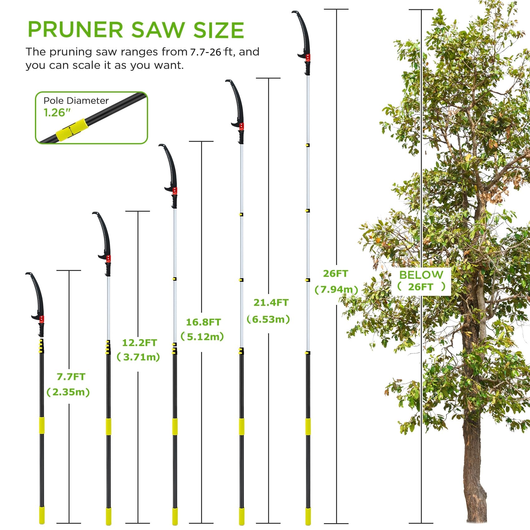Tree Trimmers Long Handle Pruner Pole Saws For Tree Trimming 27 Feet ...