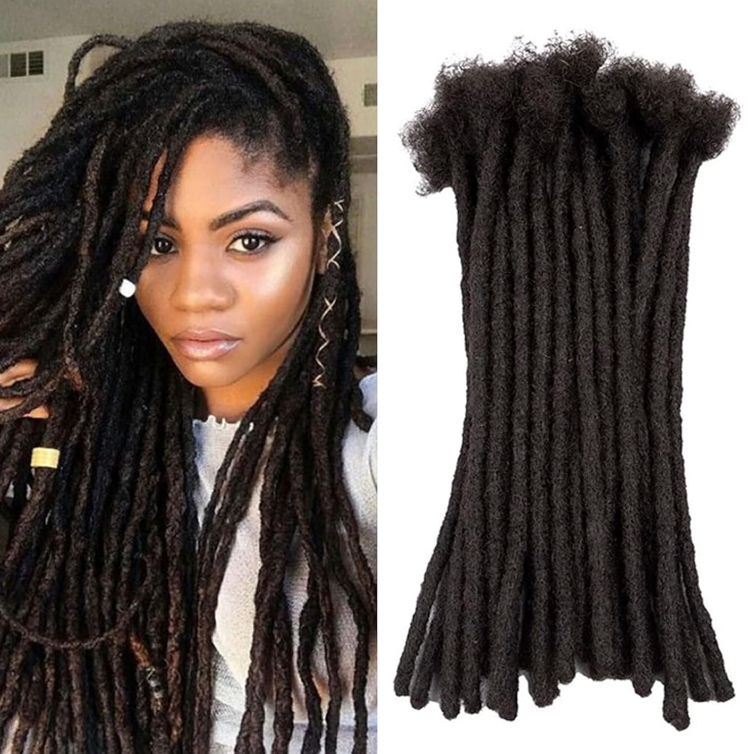 Amazon.com : Dreadlock Extensions Human Hair 16 Inch 0.4cm Thickness 10 ...
