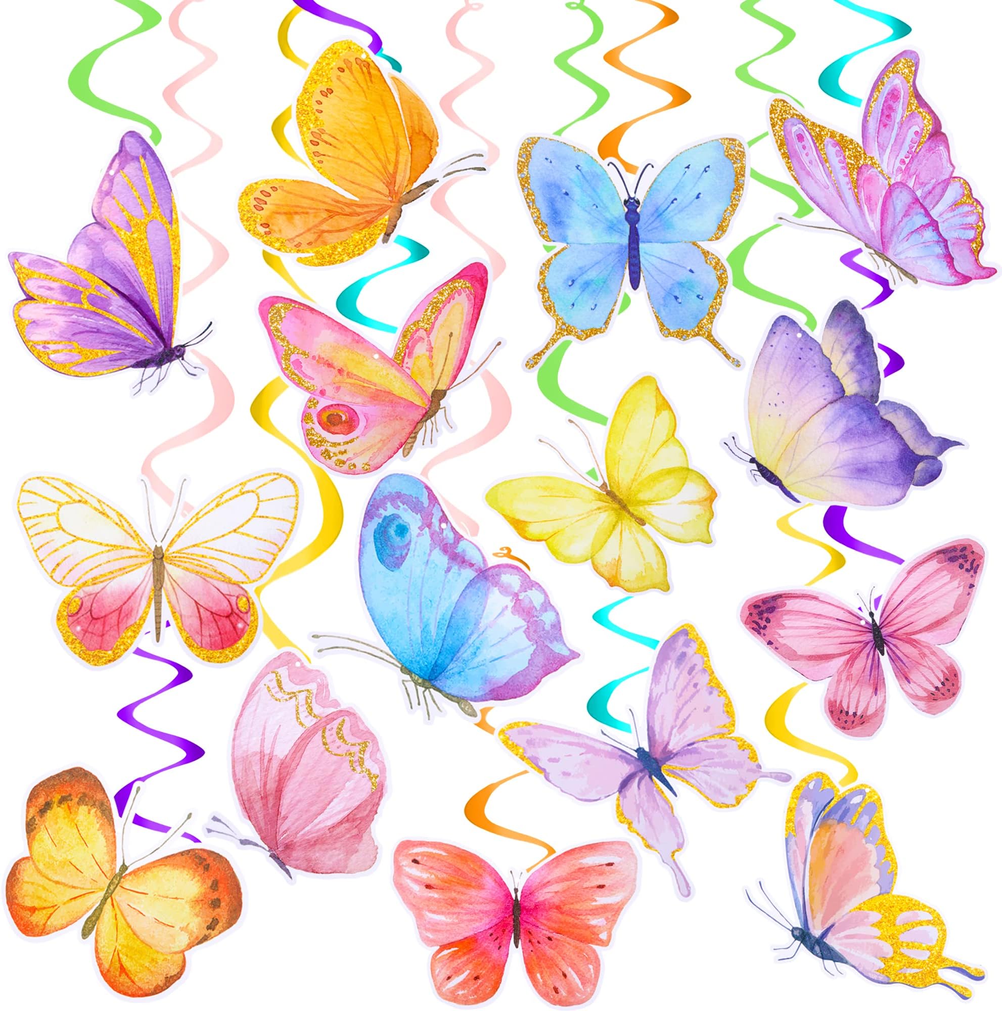 Amazon.com: 18Pcs Butterfly Hanging Swirls Decoration Butterfly ...