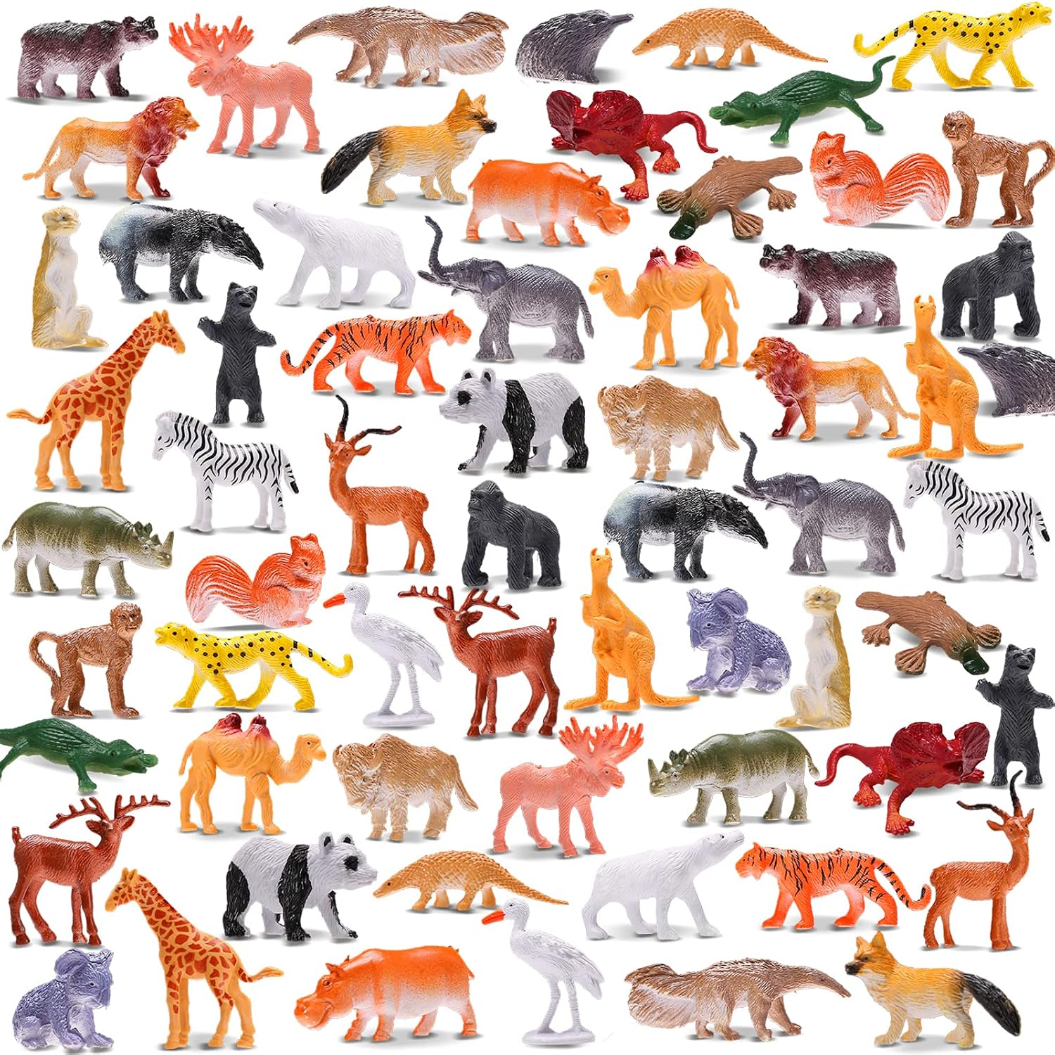 Buy Funcorn Toys Animal Toy,64 Pack Mini Wild Plastic Animals Models ...