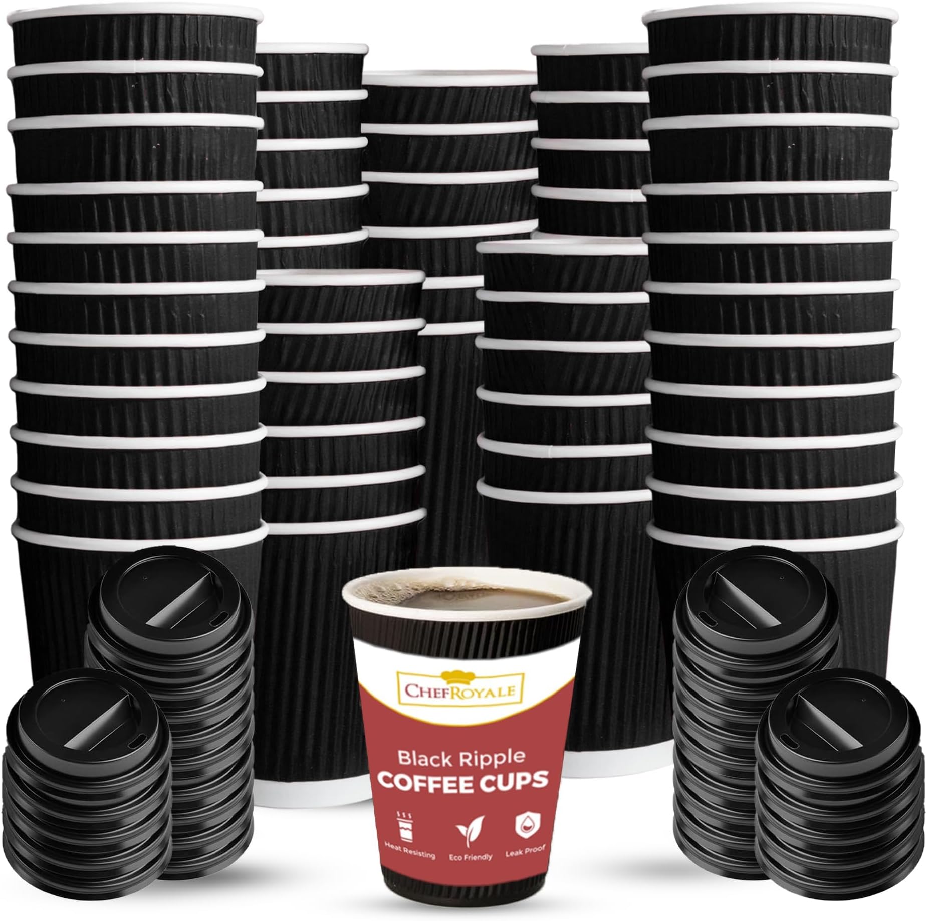 Deluxe Cafe Express 10oz / 295ml Insulated Hot Cups with Sip Lids 150 ...