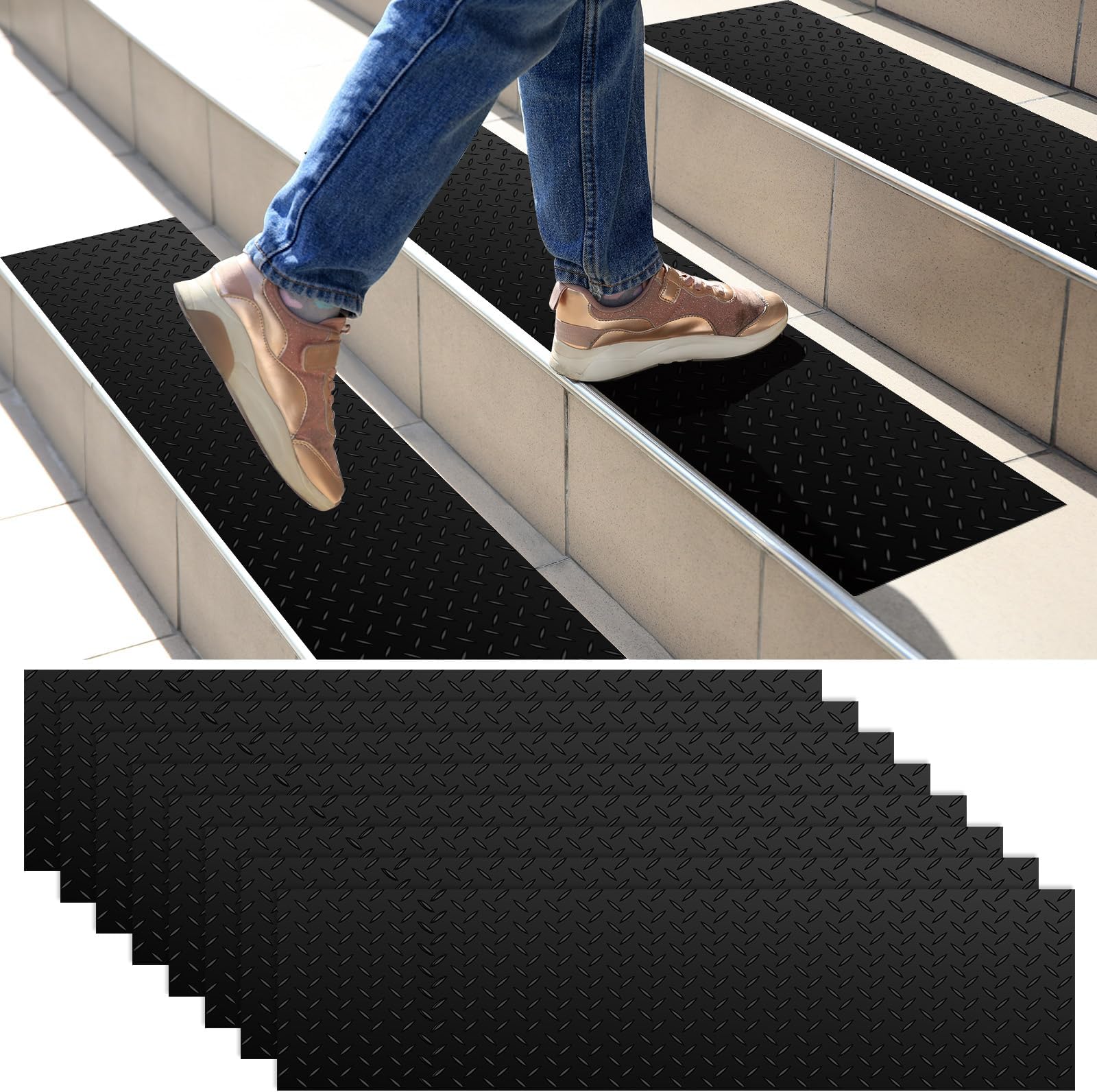 Amazon.com: Drydiet 8 Pcs Outdoor Rubber Stair Treads Non Slip Rubber ...