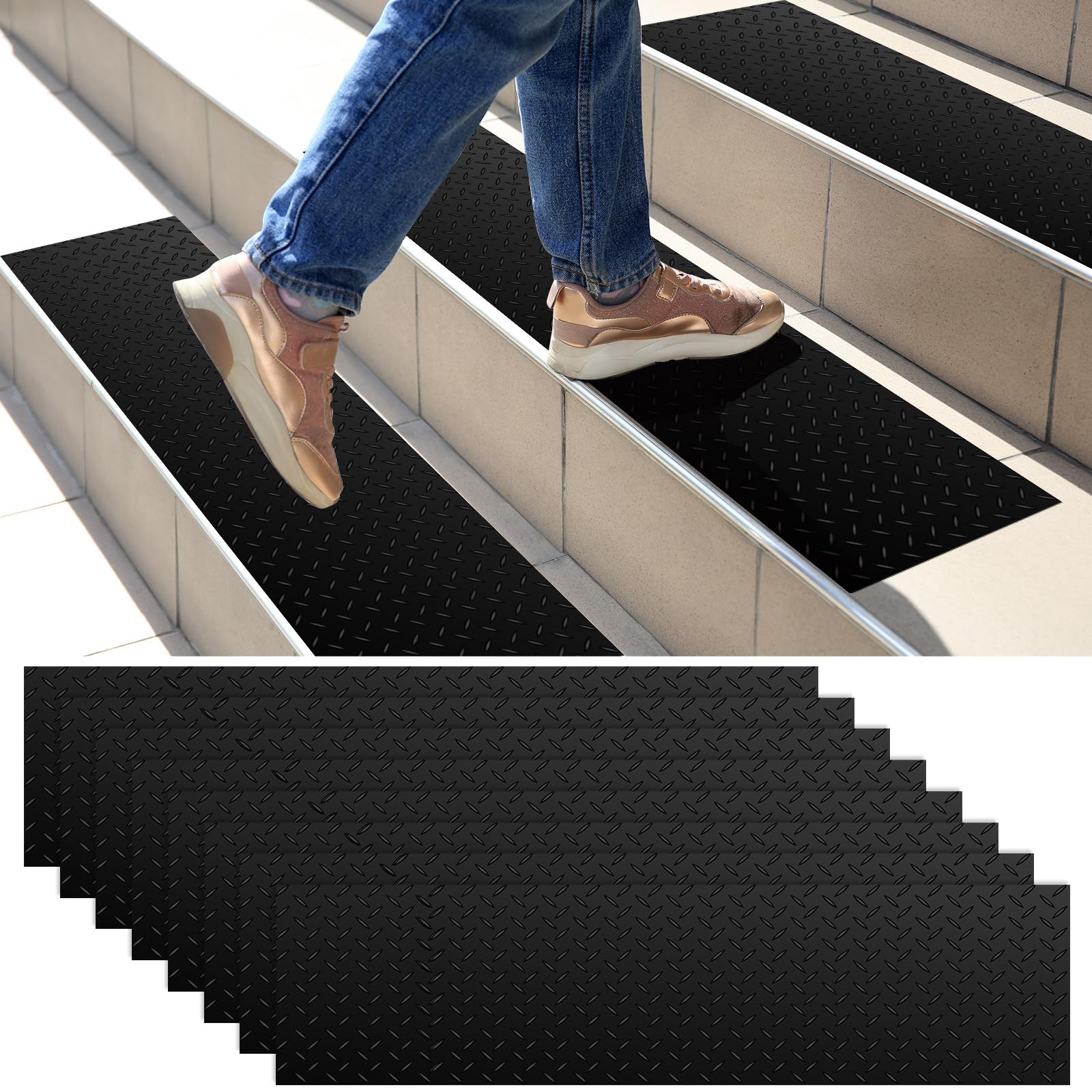 Amazon.com: Drydiet 8 Pcs Outdoor Rubber Stair Treads Non Slip Rubber ...