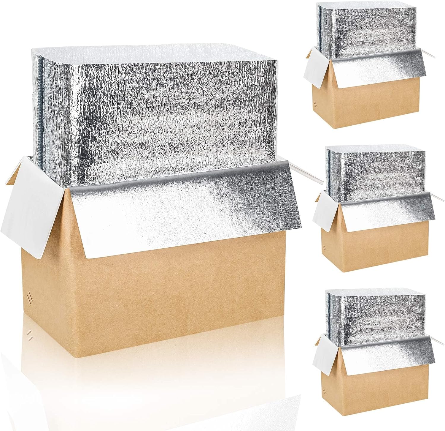 Amazon.com: Whaline 4 Pack Insulated Shipping Box with Foil Aluminum ...