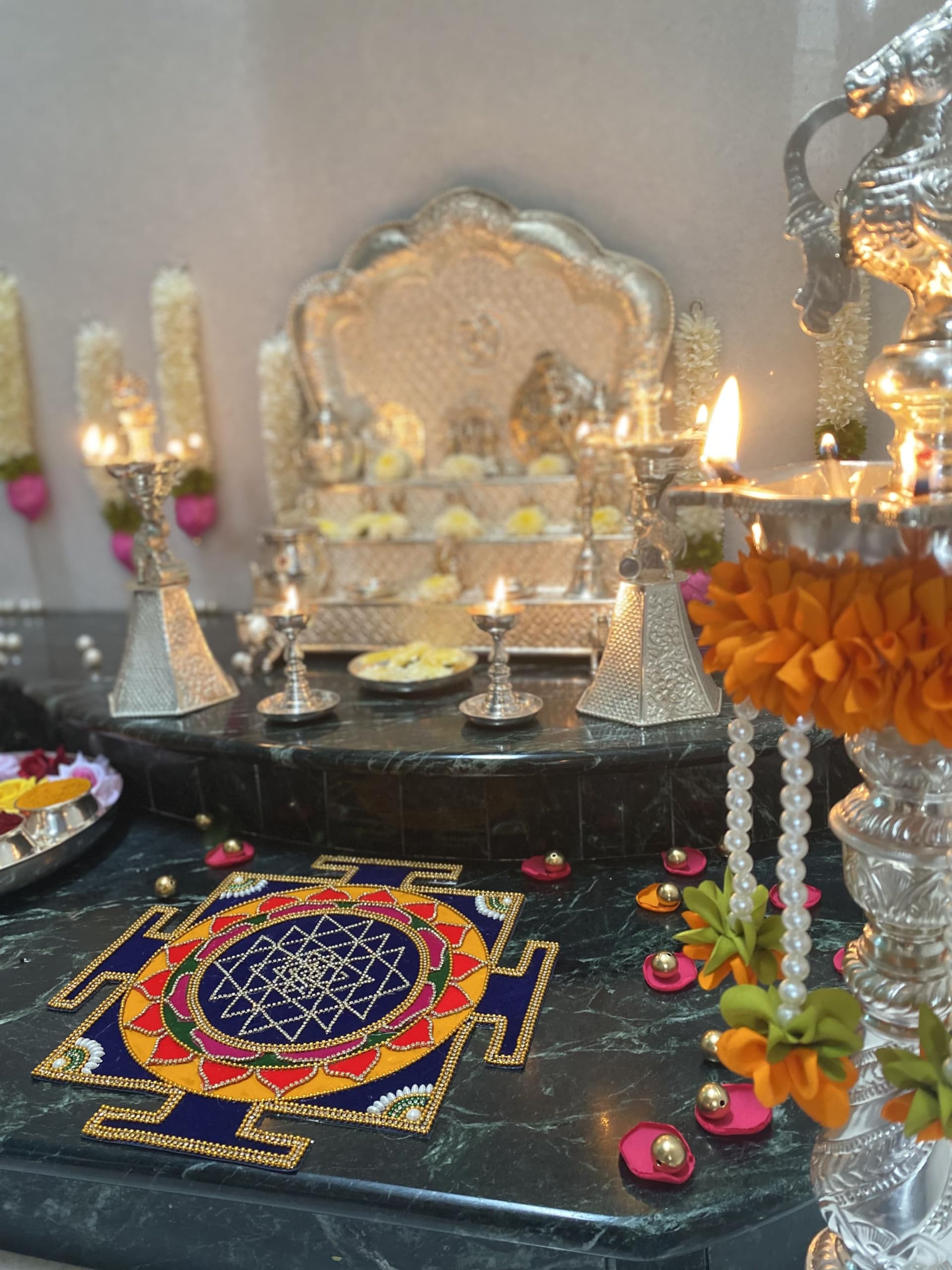 Buy Daedal crafters Artificial Sri Chakra Rangoli (Multicolour ...