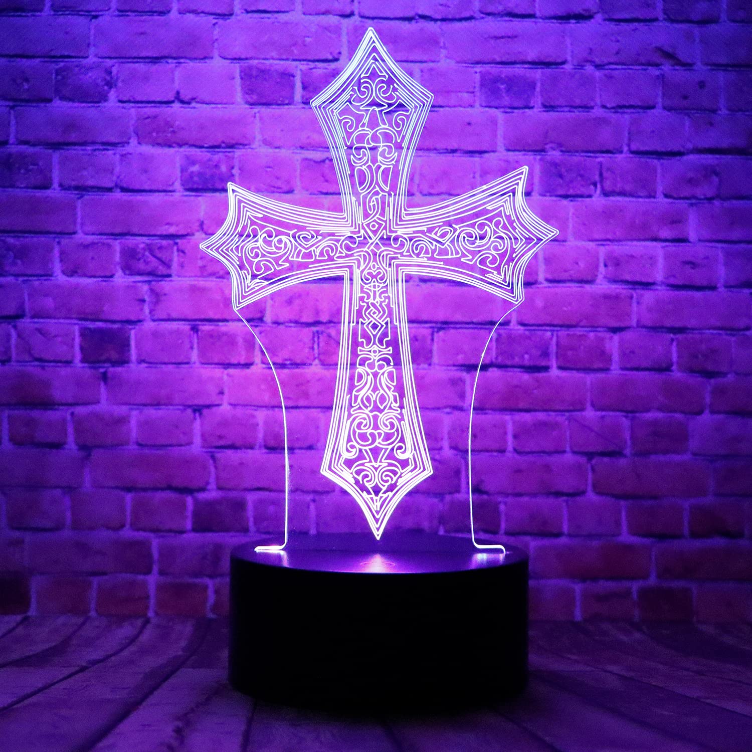 Dliben Christ Jesus Cross 3D Visual LED Bedroom Decor Sleep Night Light ...