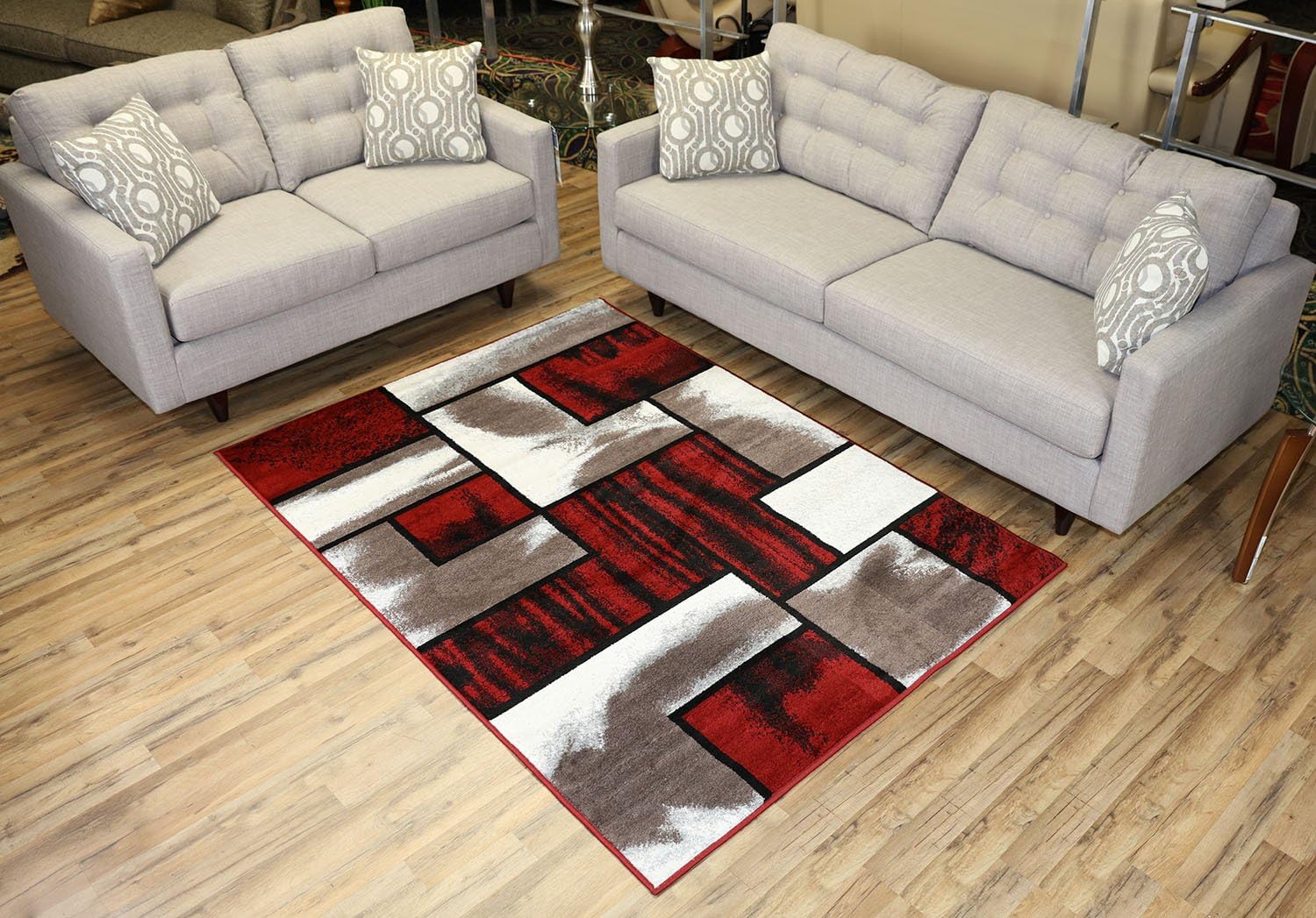 Amazon.com: Comfy Collection Squares Geometric Design Area Rug Modern ...