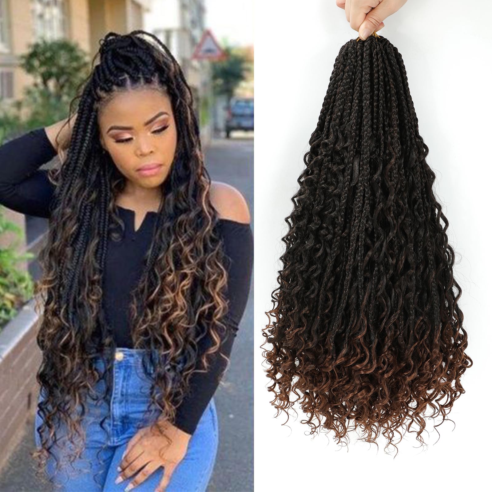Amazon.com : Boho Box Braids Crochet Hair 8 Packs Boho Crochet Braids ...