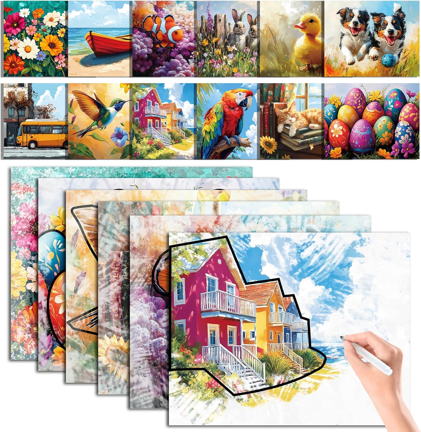 Amazon.com: 12 Pack Reusable Water Doodle Coloring Set for Seniors ...