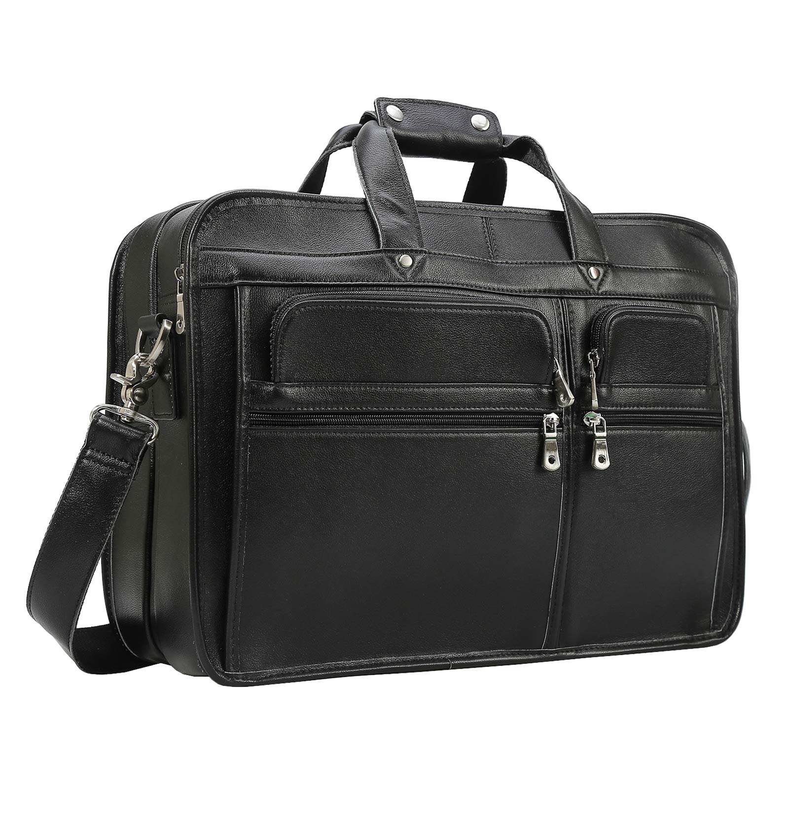Amazon.com: Men's Solid Full Grain Cowhide Leather Briefcase Large 17 ...