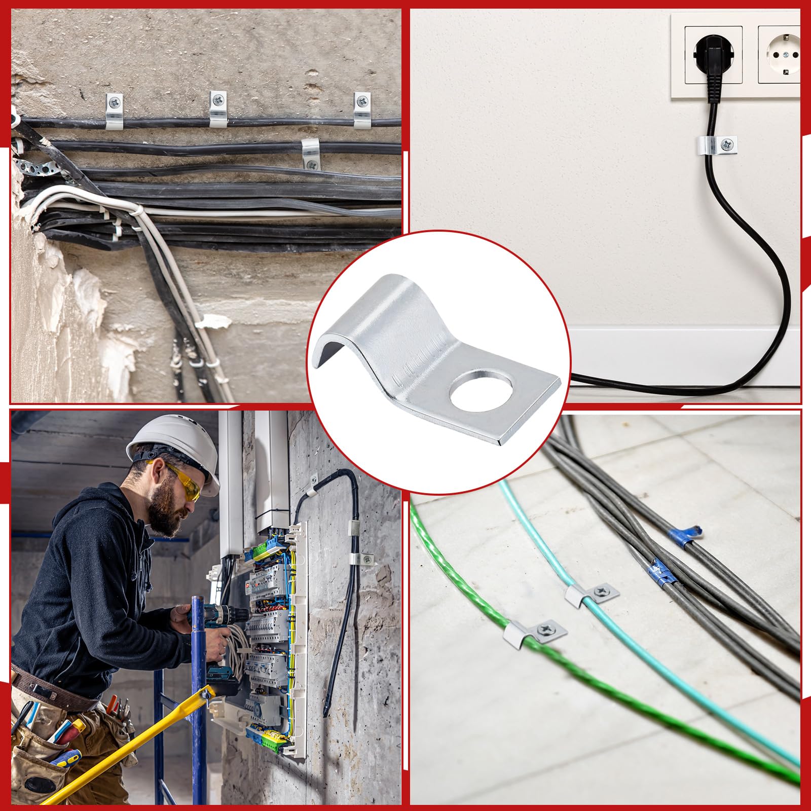 Snapklik.com : 100 Pcs Cable Wire Screw Clips 1/4 Inch, Zinc Plated ...