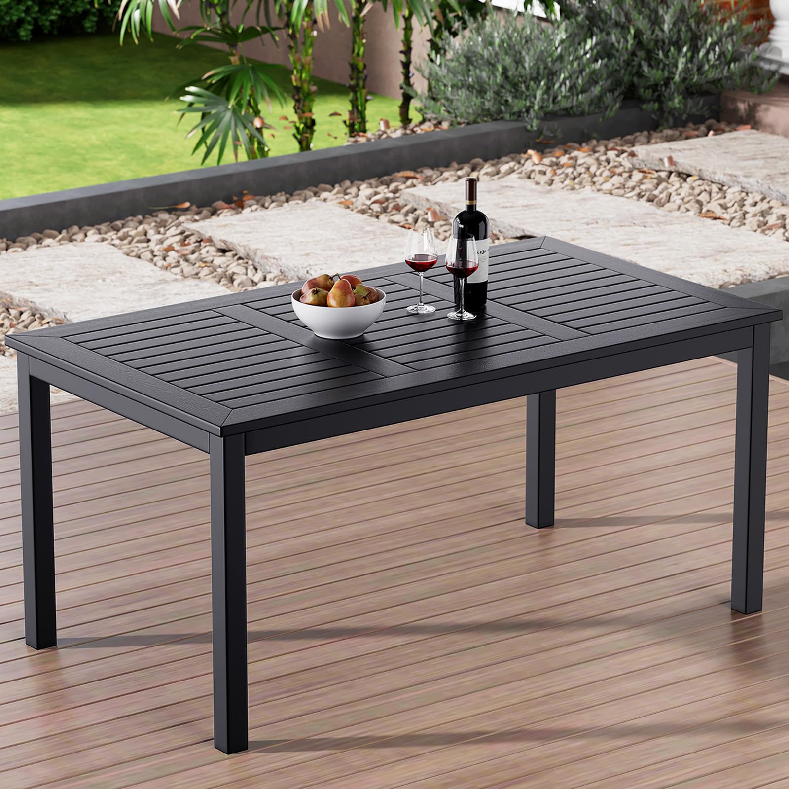 Amazon.com: ZZV Outdoor Dining Table for 6-Person Rectangle Indoor ...