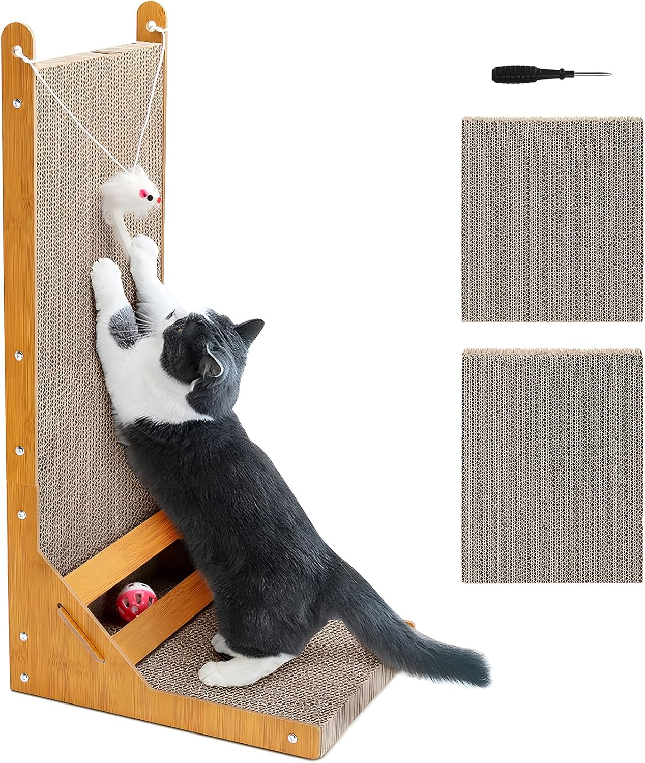 Amazon.com : TekkPerry Cardboard Cat Scratcher, 24 Inch L-Shape Wall ...