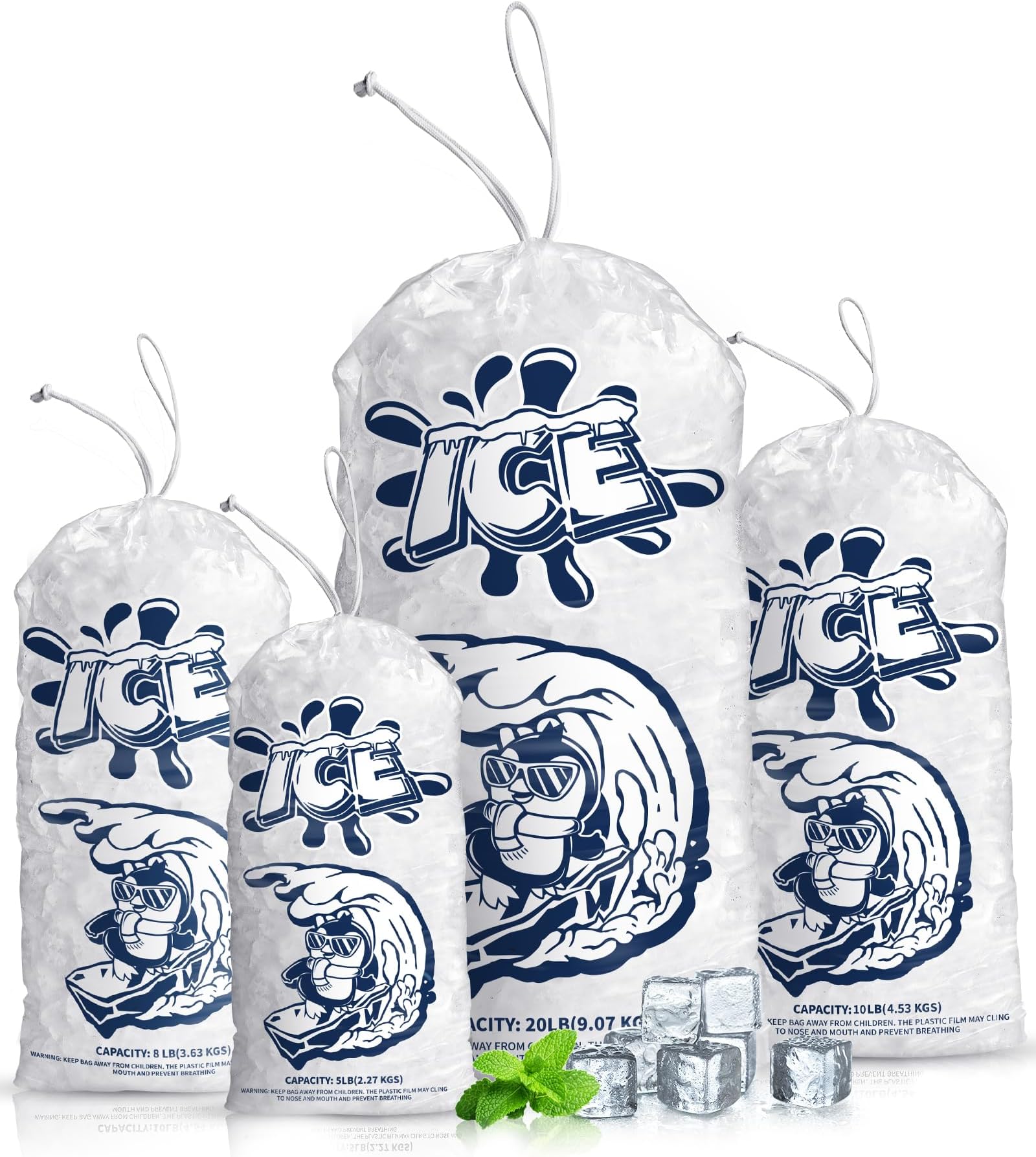 Amazon.com - 5LB Clear Plastic Ice Bags - 1000 Reusable Bags per case ...