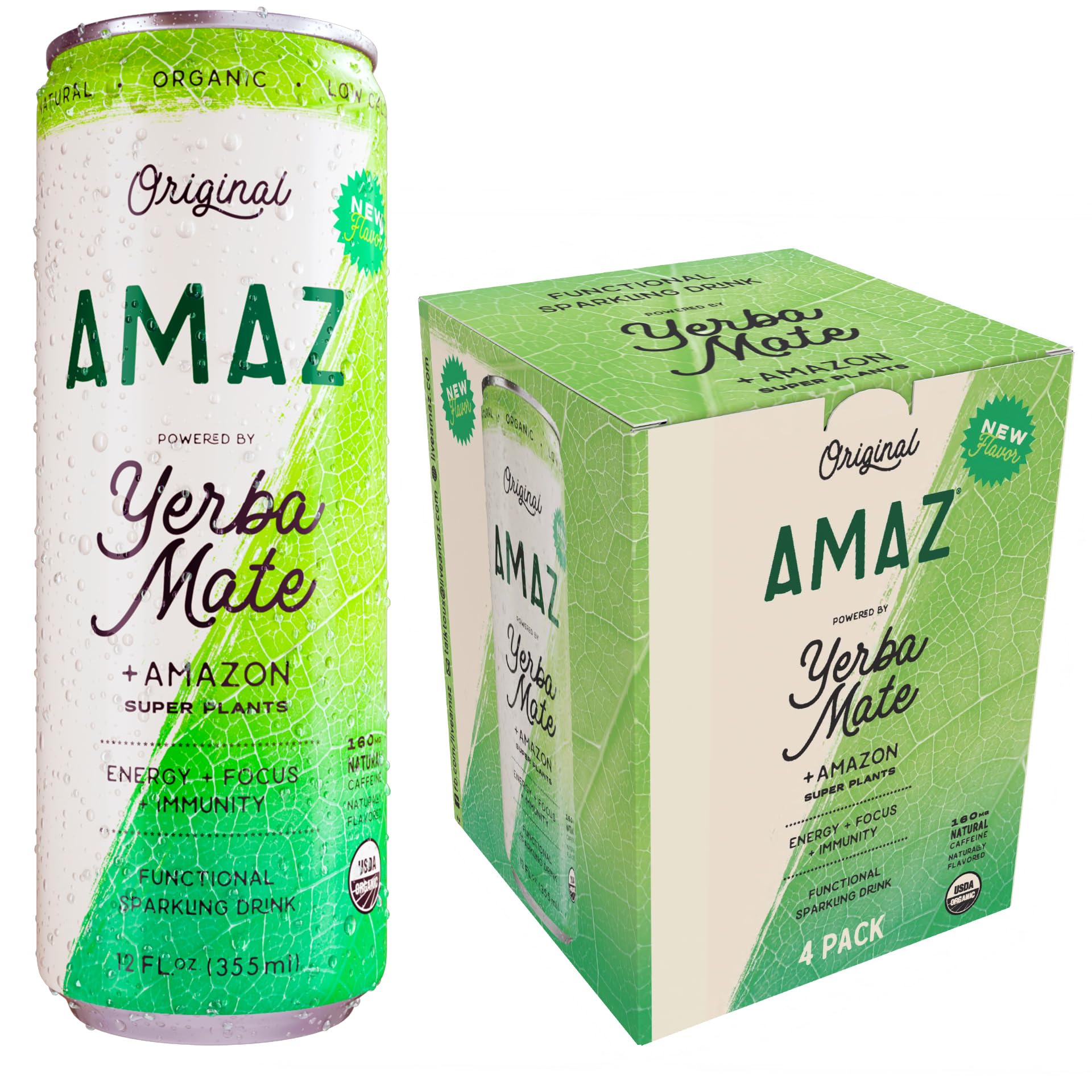 Amazon.com : NEW! AMAZ Organic Sparkling Yerba Mate with Super Plants ...