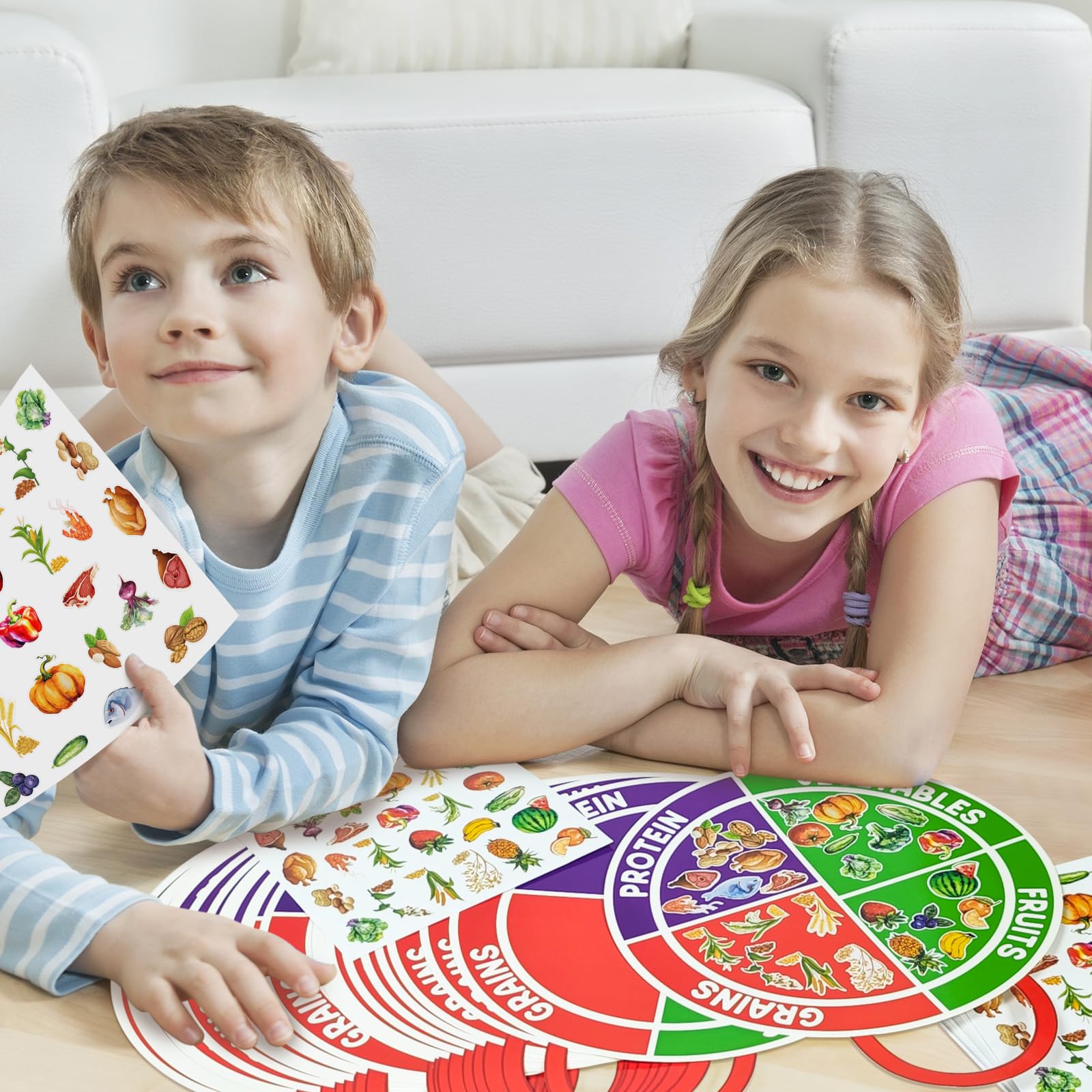 Snapklik.com : 24 Set My Plate Food Stickers Preschool Vegetables Fruit ...