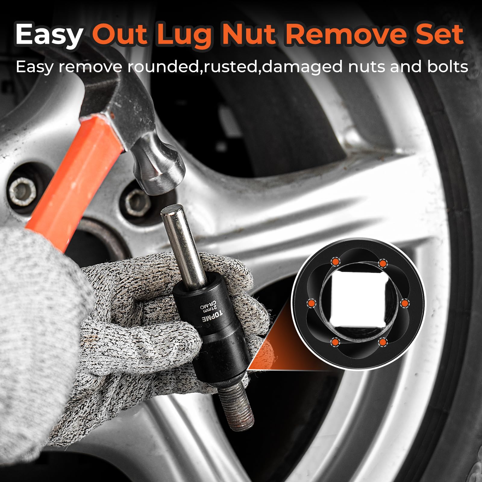 Wheel Lock Removal Kit 22-Piece Bolt Extractor Set - Removes Stripped ...