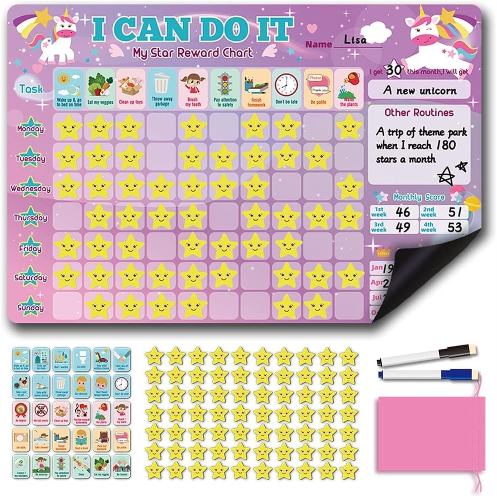 Sooyinpaint Reward Chart For Kids Daily Routine Responsibility Chore ...