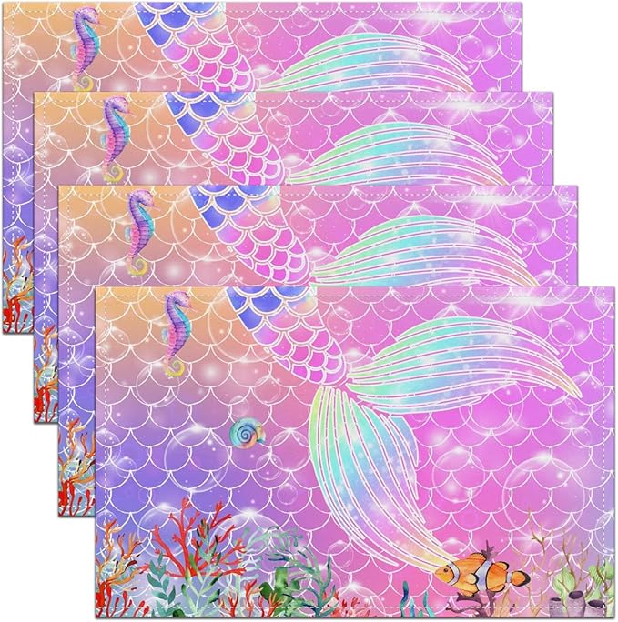 Amazon.com: Mermaid Scales Placemats Colorful Gradient Rainbow Dreamy ...