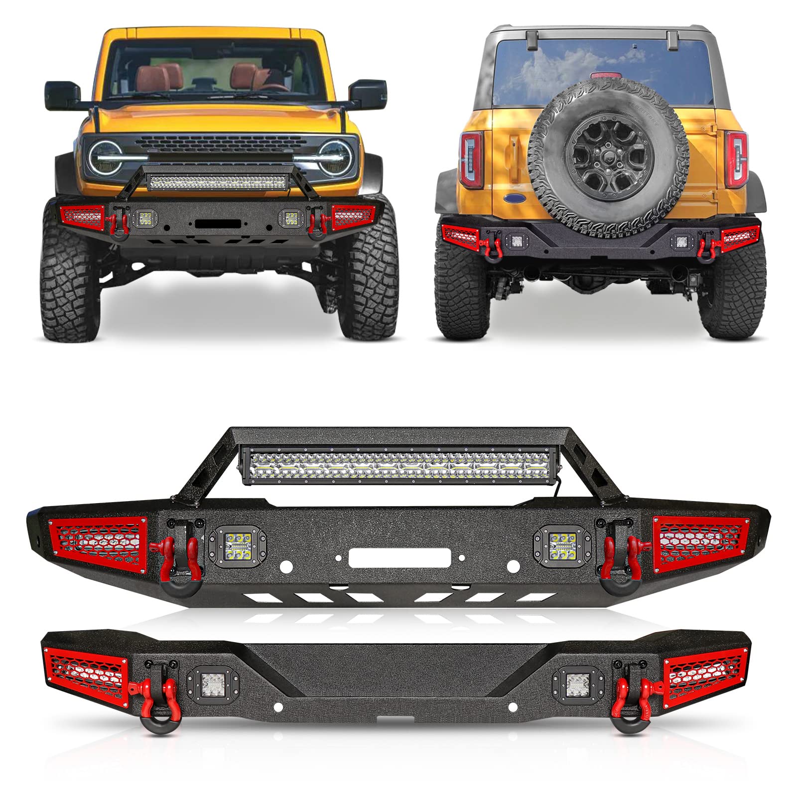 Buy AIWARGOD Front and Rear Bumper Sets Compatible with 2021-2023 Ford ...