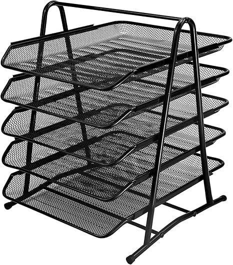 Mesh Desk Organiser 5 Tier Letter Tray stackable paper trays for desk ...