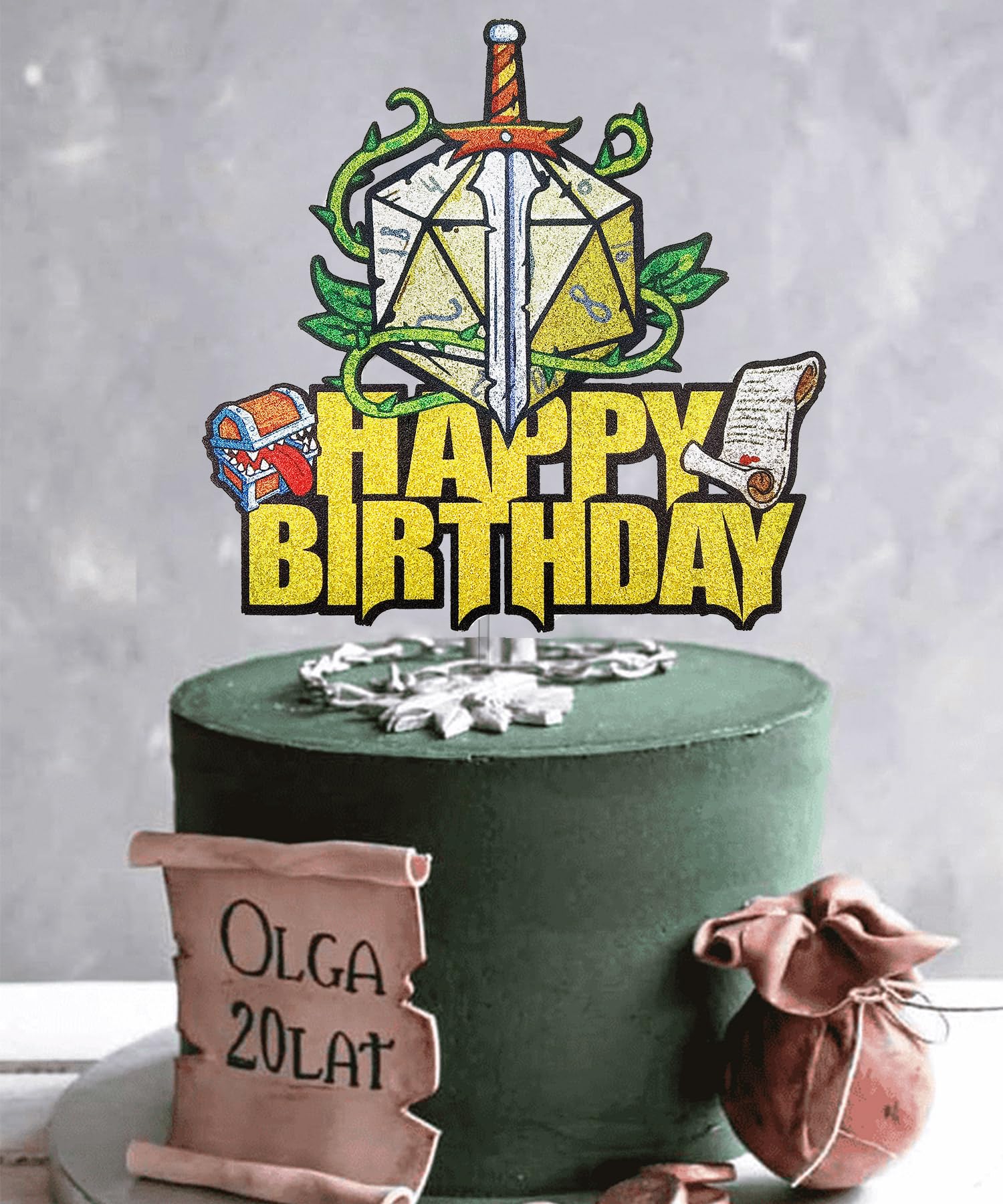 Snapklik.com : DnD Birthday Cake Topper, Sword D20 Dice Birthday Cake ...