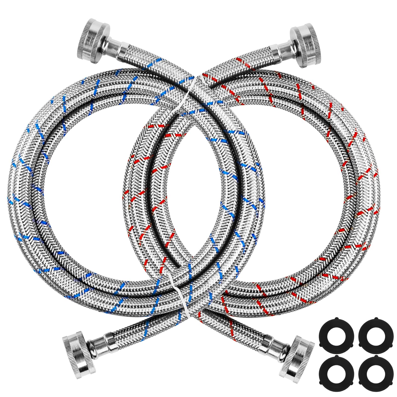 6Ft Stainless Steel Washing Machine Hoses- Burst Proof Washer Supply ...