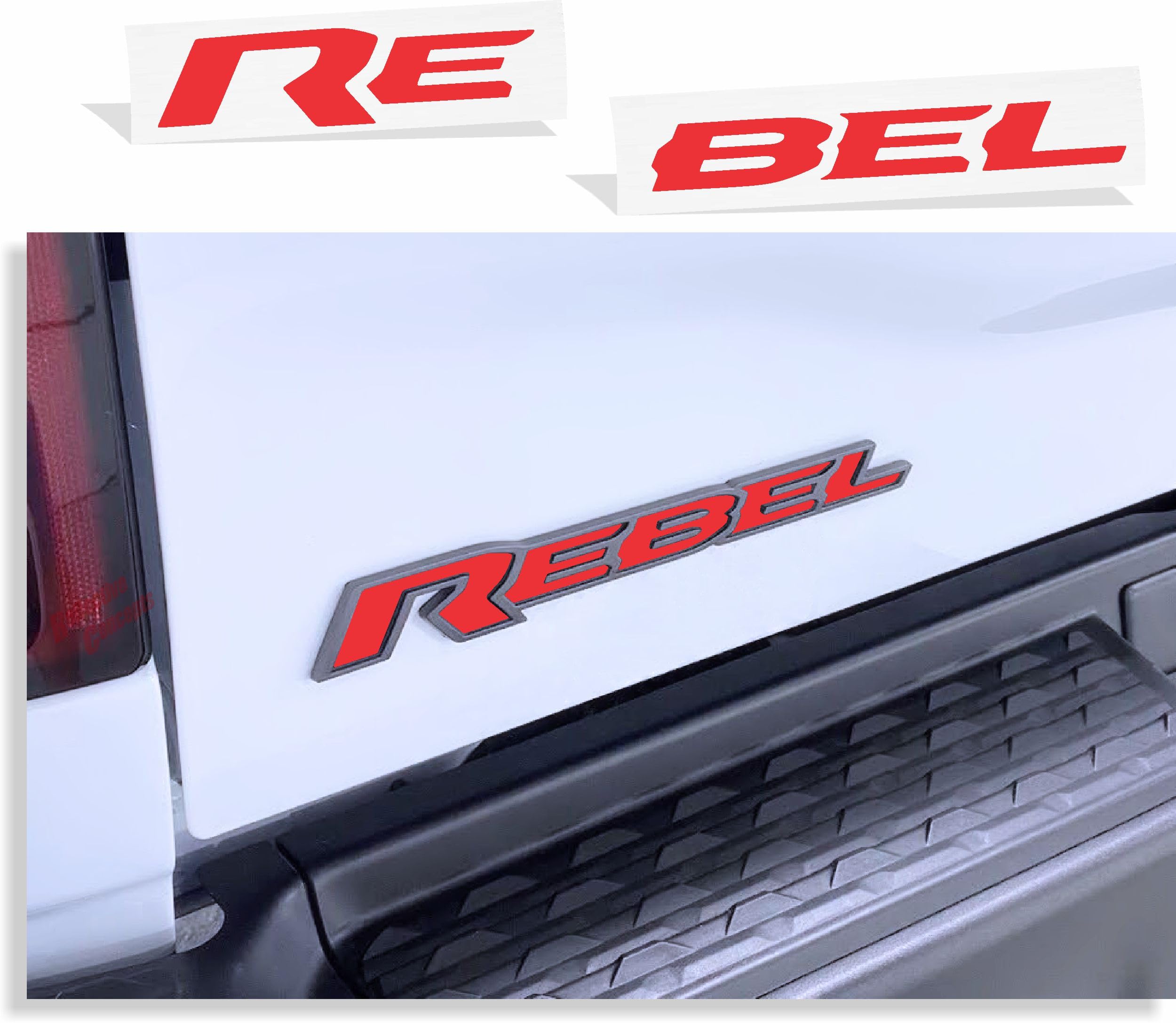 Reflective Concepts Rebel Tailgate Emblem Inlay Decal Sticker 2019 2025 ...