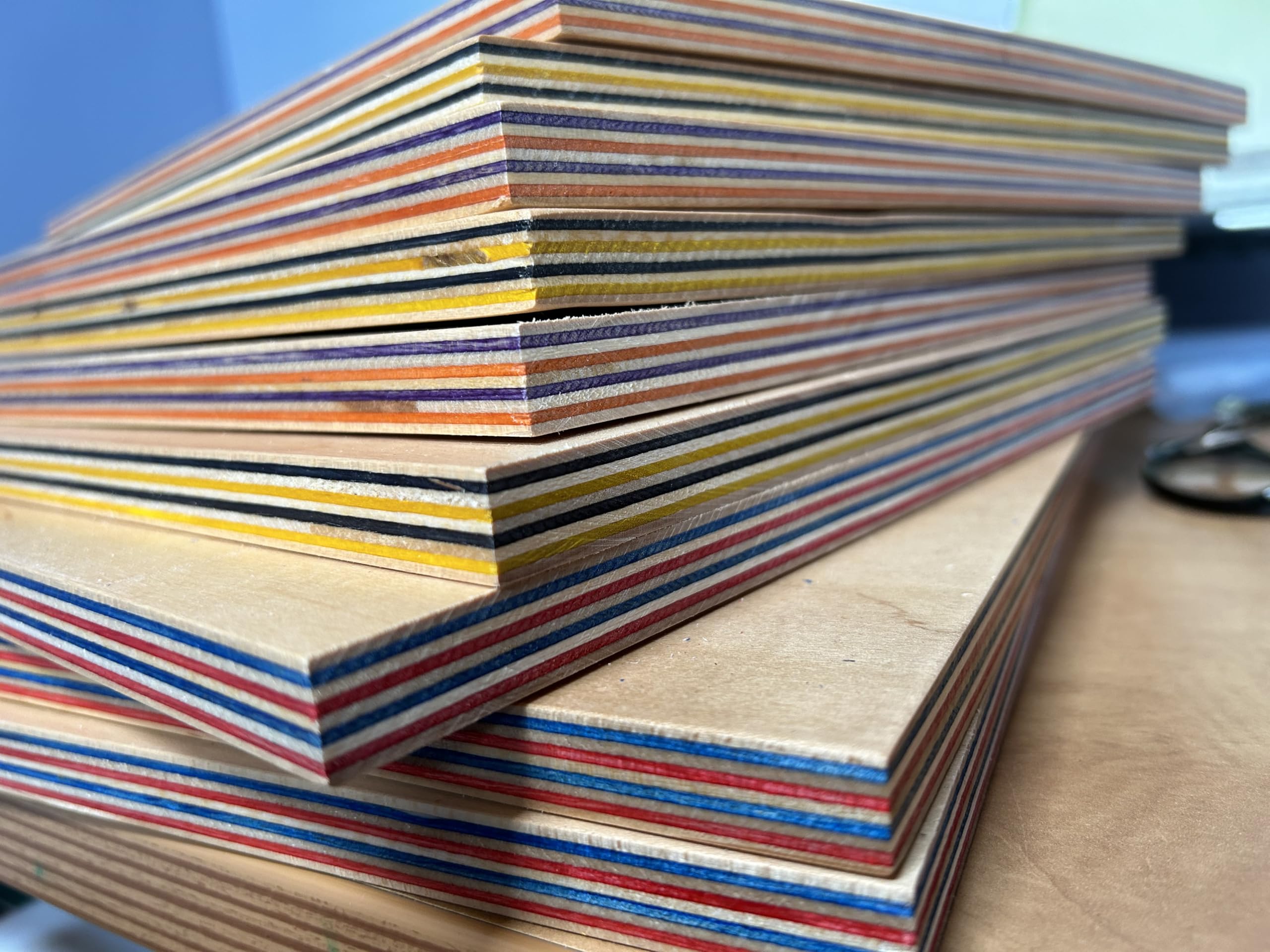 4 Pack Multicoloured 9 Layer Maple Plywood Sheets for Crafts and ...