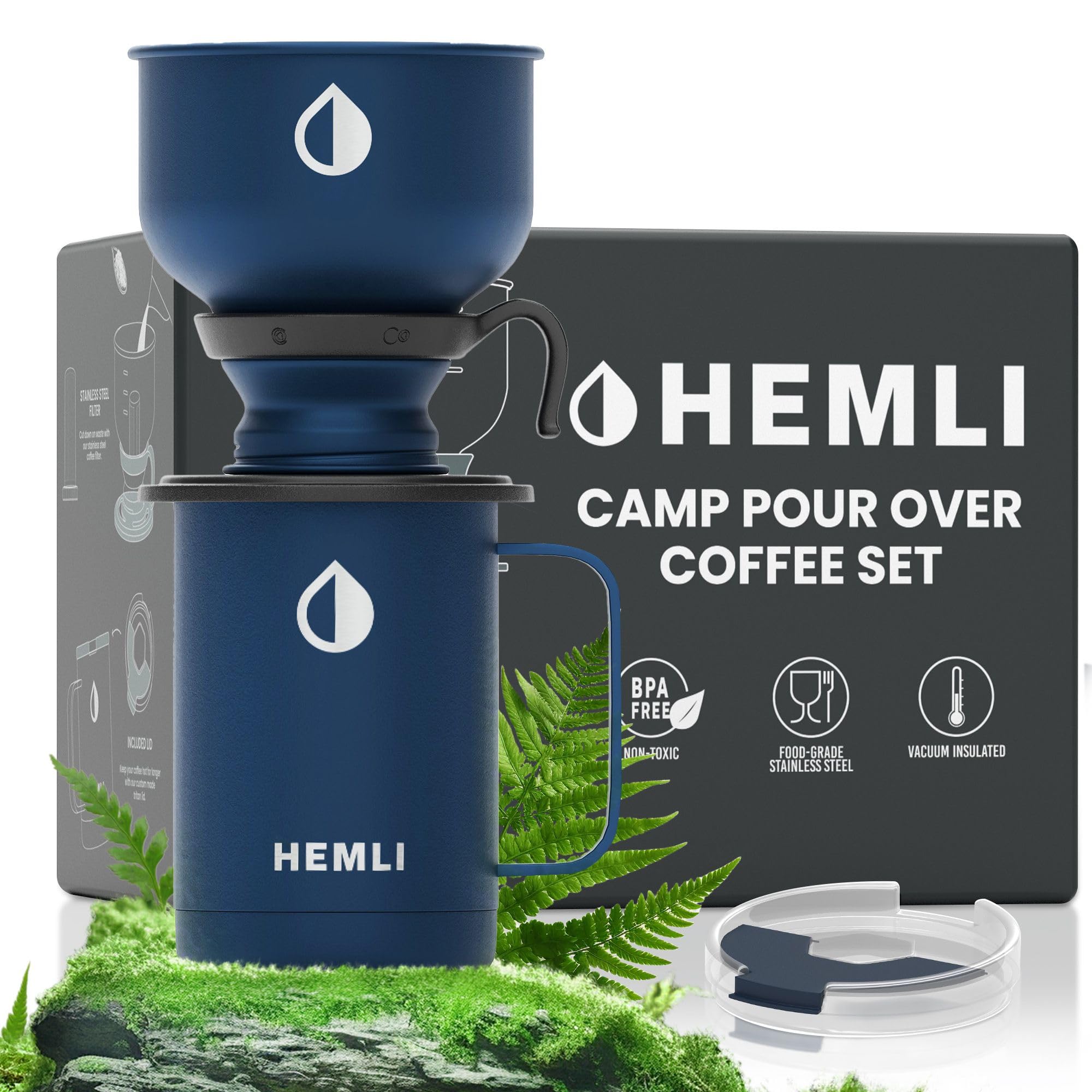 Amazon.com: Hemli Pour Over Coffee Maker Camp Set – Vacuum Insulated ...